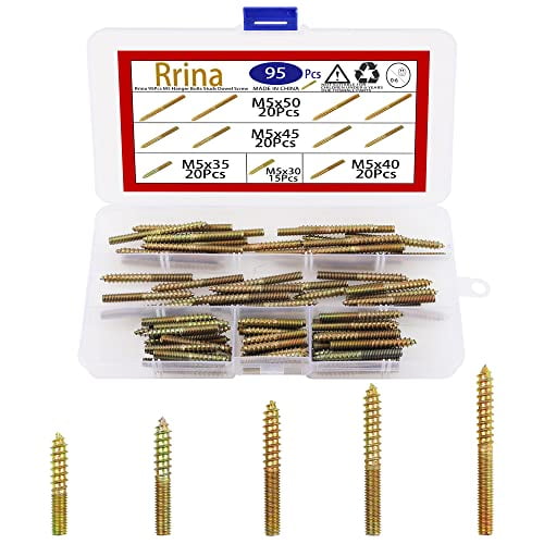 95Pcs M5 Hanger Bolts Studs Dowel Double Ended Self-Tapping Threaded ...
