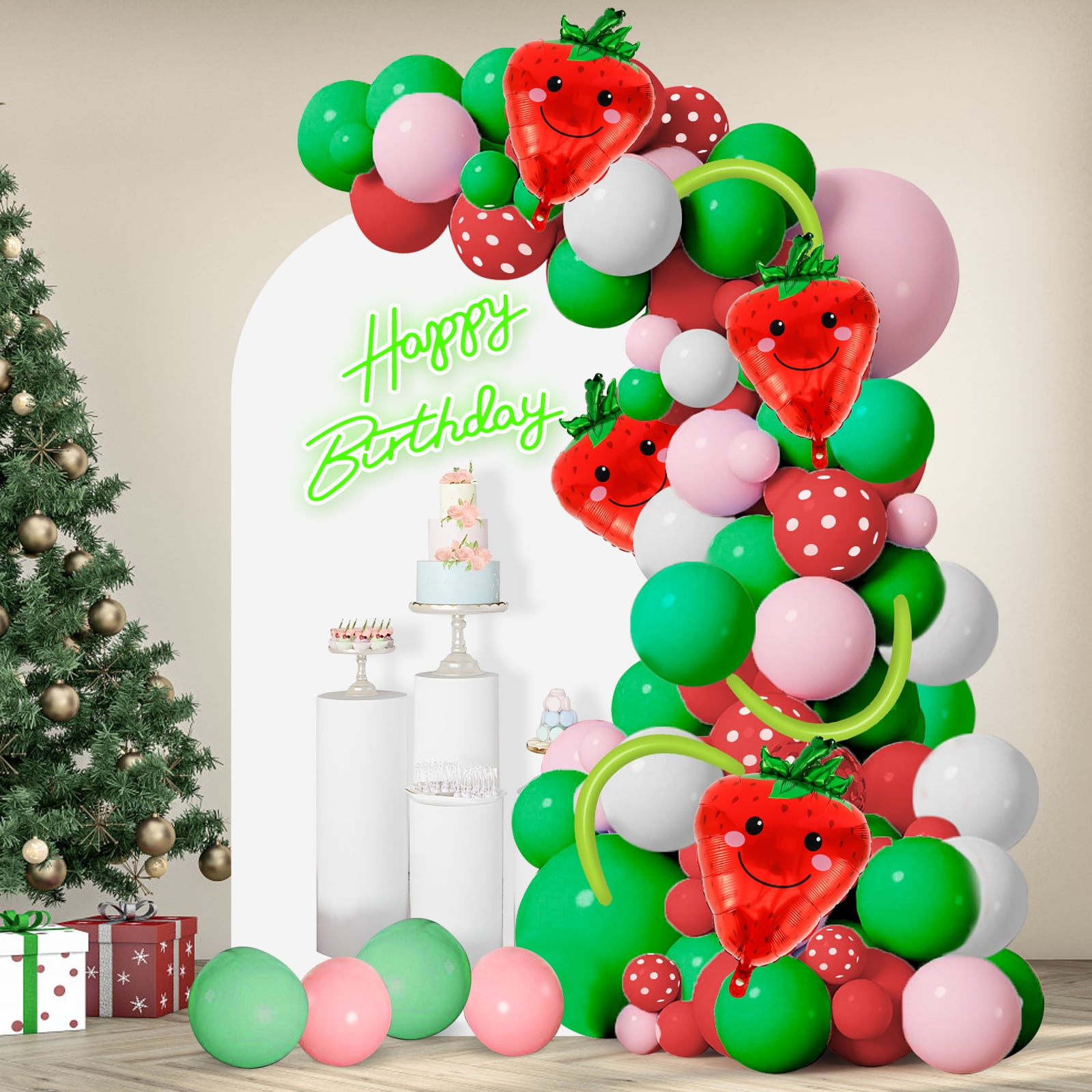 95Pcs Strawberry Birthday Party Decorations Strawberry Balloons Garland ...