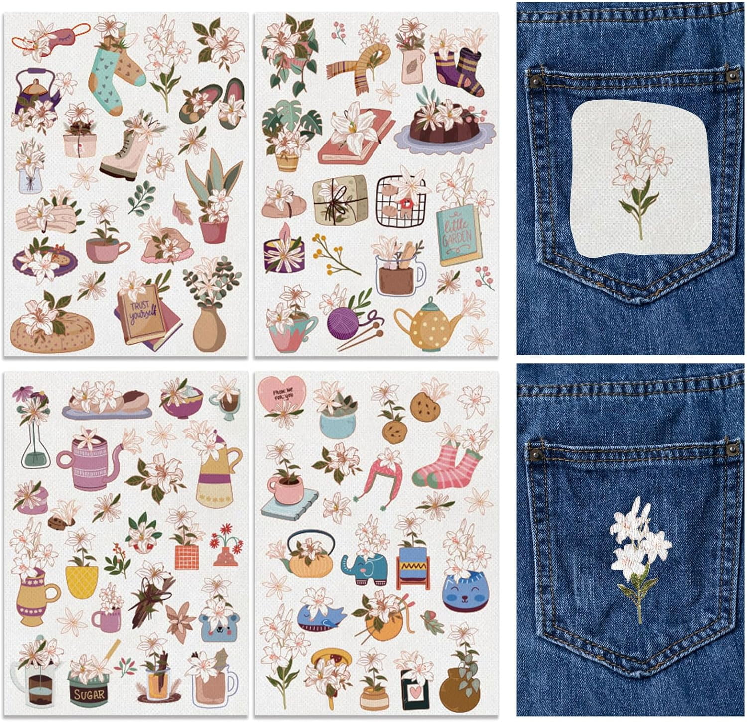 95Pcs Water Soluble Embroidery Patterns Hand Sewing Stabilizer Adhesive ...