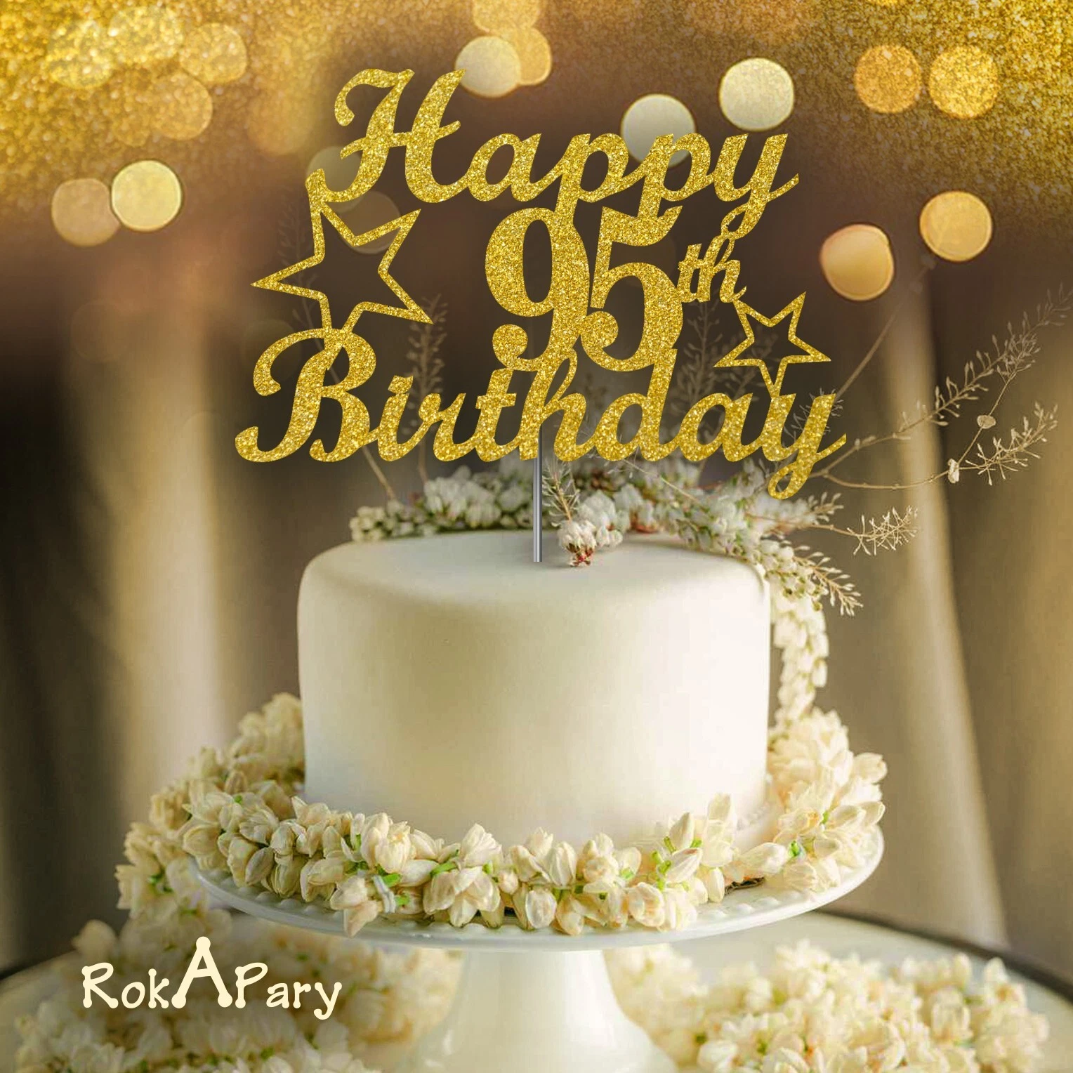 95Th Birthday Cake Topper Double Side Gold Glitter 95Th Party ...