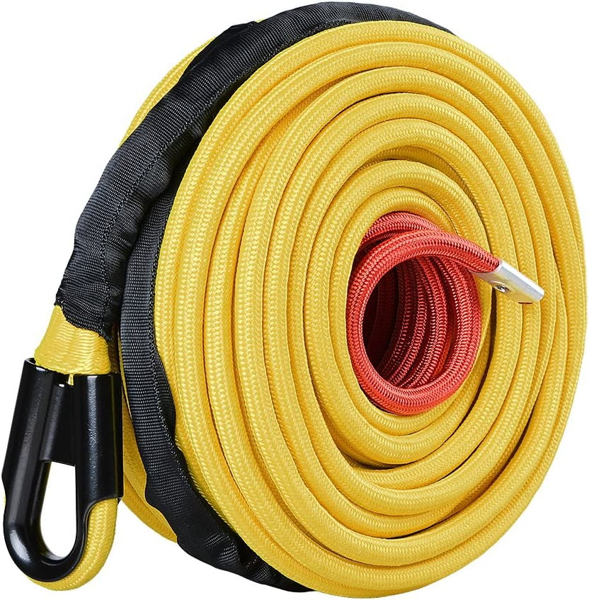 95ft x 3/8'' Yellow Synthetic Winch Rope 22,000lbs Heat Rock Guard ...