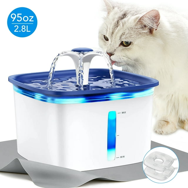 Ophanie 95oz/2.8L Pet Fountain with Anti-slip Mat, Cat Dog Water ...
