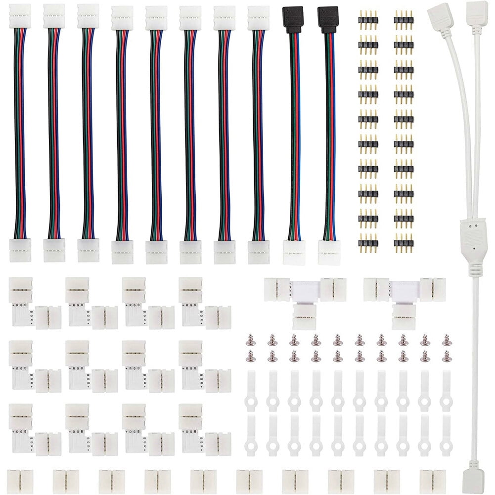 95pcs 5050 RGB LED-Strip Connector Kit with T-Shaped L-Shaped Strip ...