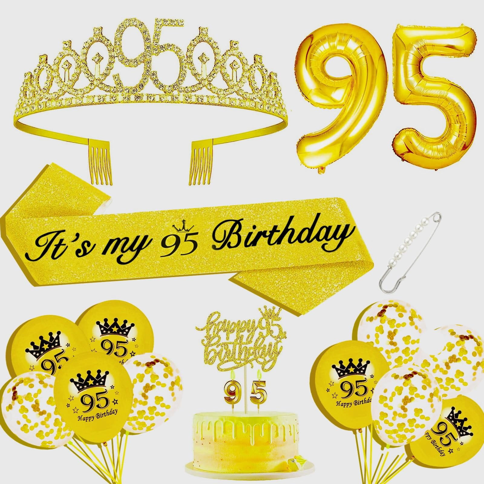 95th Birthday Decorations for Her Girls Set, Include 95th Birthday ...