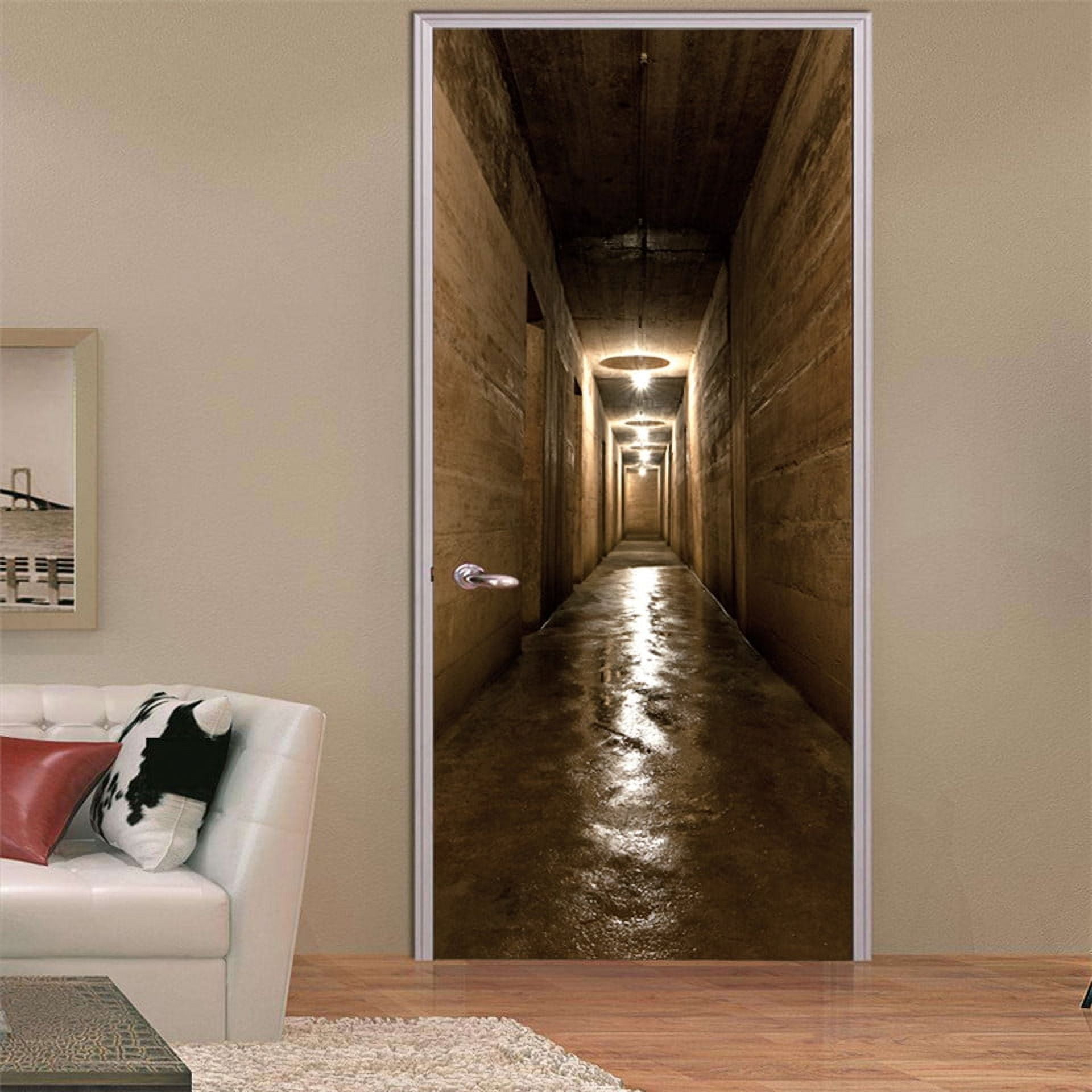 95x215cm White Lines Door Sticker DIY Peel and Stick Wallpaper Vinyl ...