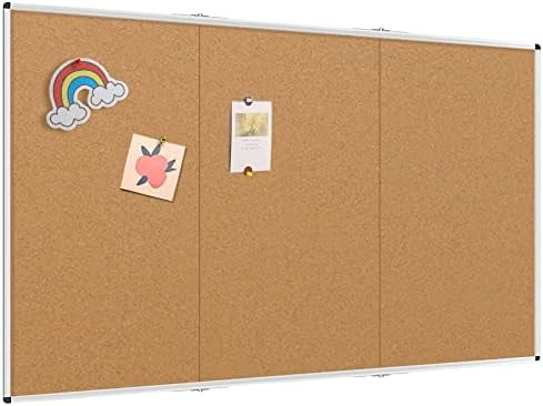 96" x 48" Large Cork Bulletin Board, Foldable & Wall-Mounted Notice Pin ...