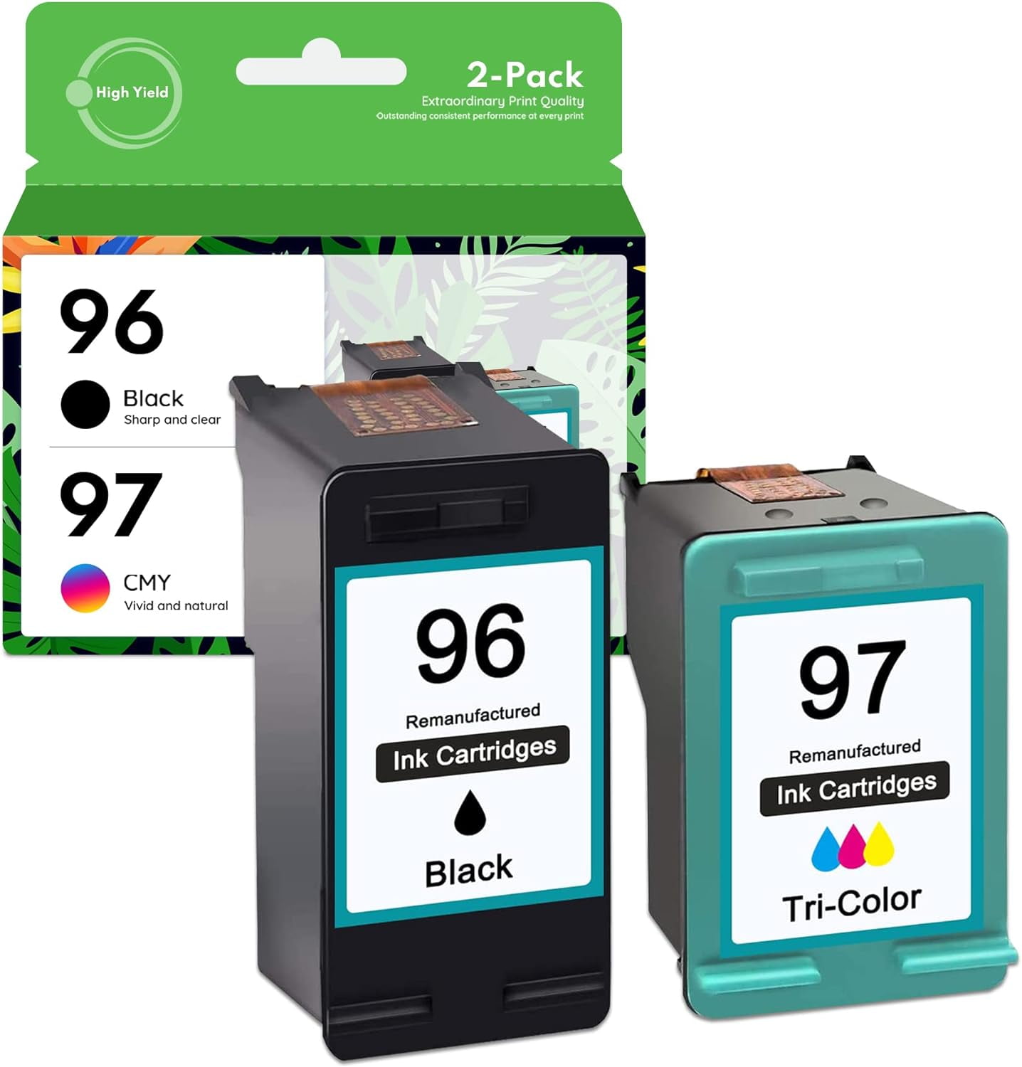 96 Black & 97 Tri-Color Ink Cartridge Compatible for HP 96/97XL for ...