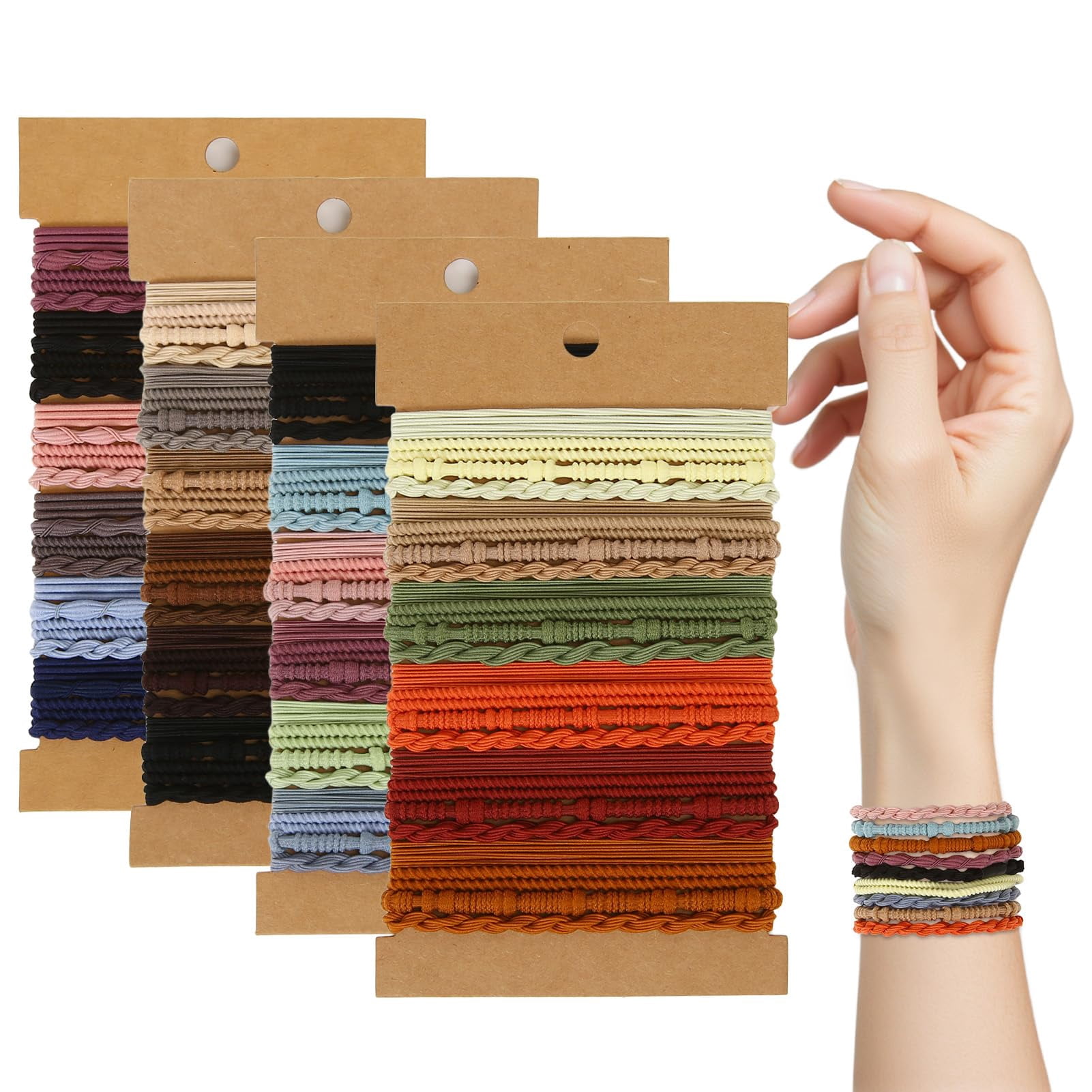 96 Boho Hair Ties Elastic Bracelets Multicolor For All Hair Types ...