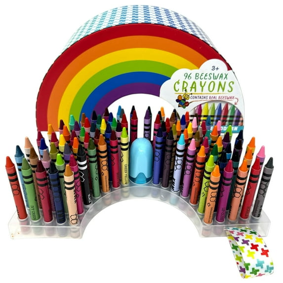 Kid Made Modern 96-Count Beeswax Crayons with Rainbow Storage Case and ...