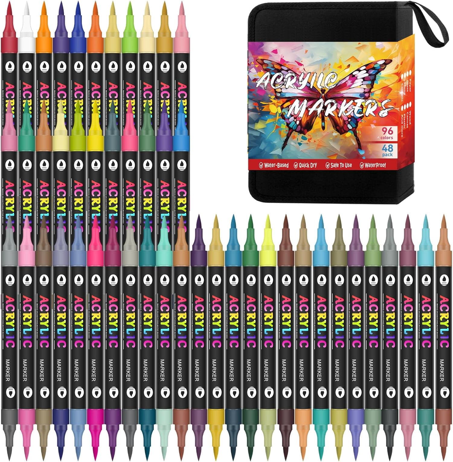 96 Colors Dual Tip Markers, 48 , , Odorless Markers Pens, Pens ...