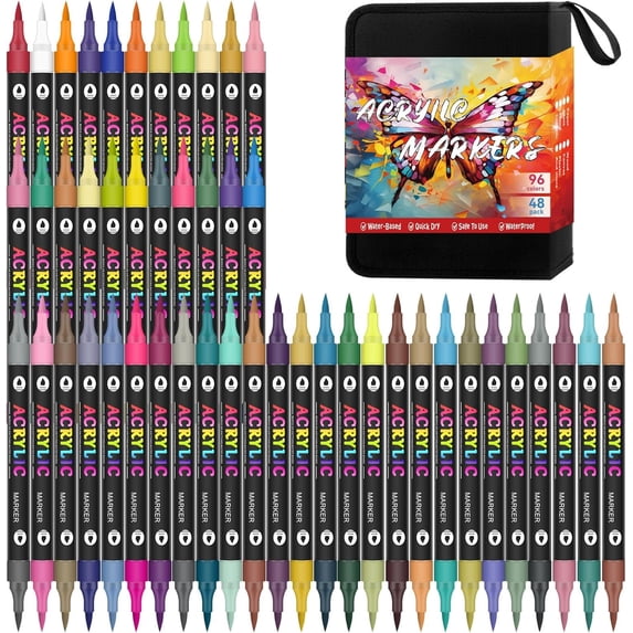 96 Colors Dual Tip Markers, 48 , , Odorless Markers Pens, Pens ...