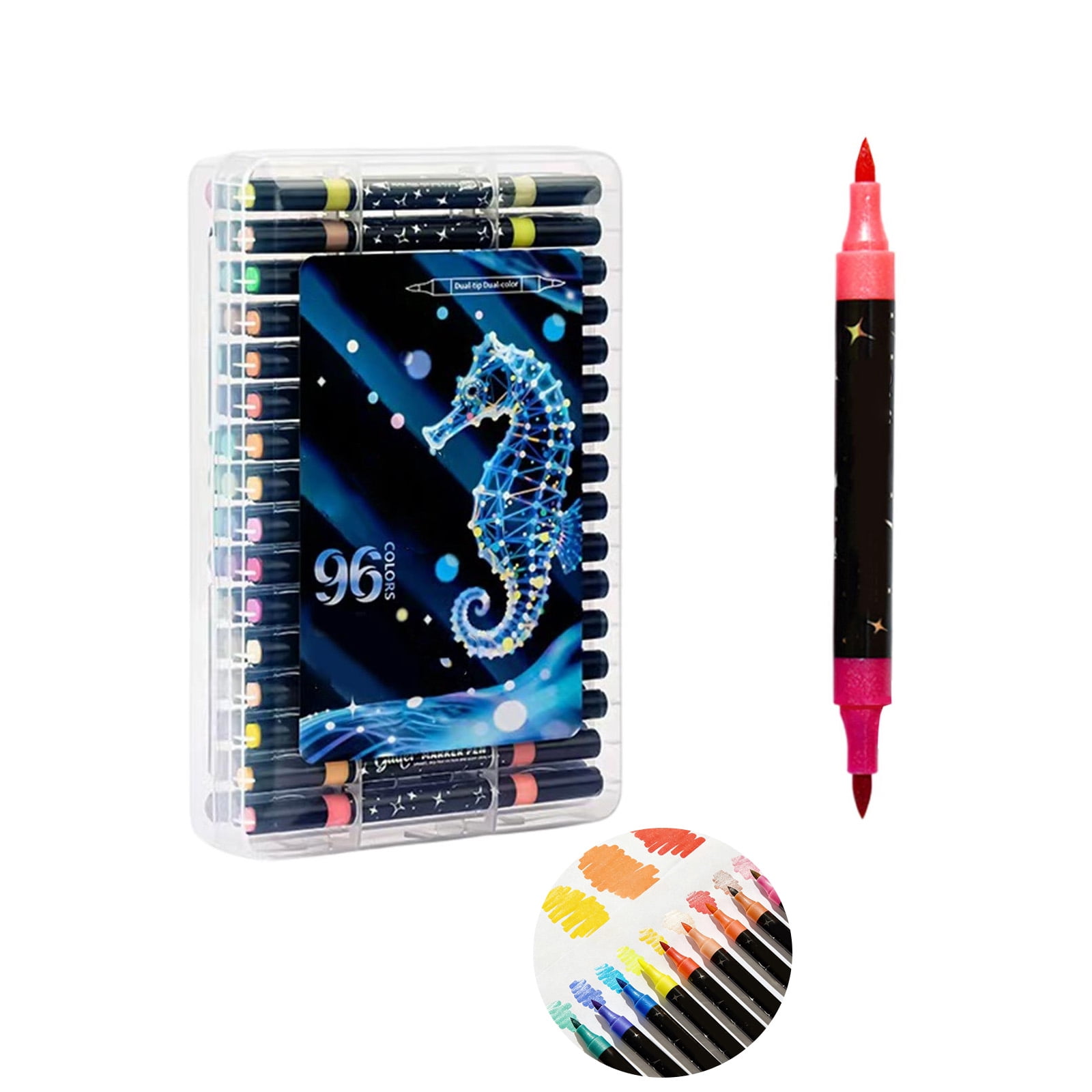 96 Colors Shimmer Acrylic Paint Markers, Dual-Tip with Brush Tip Pens ...