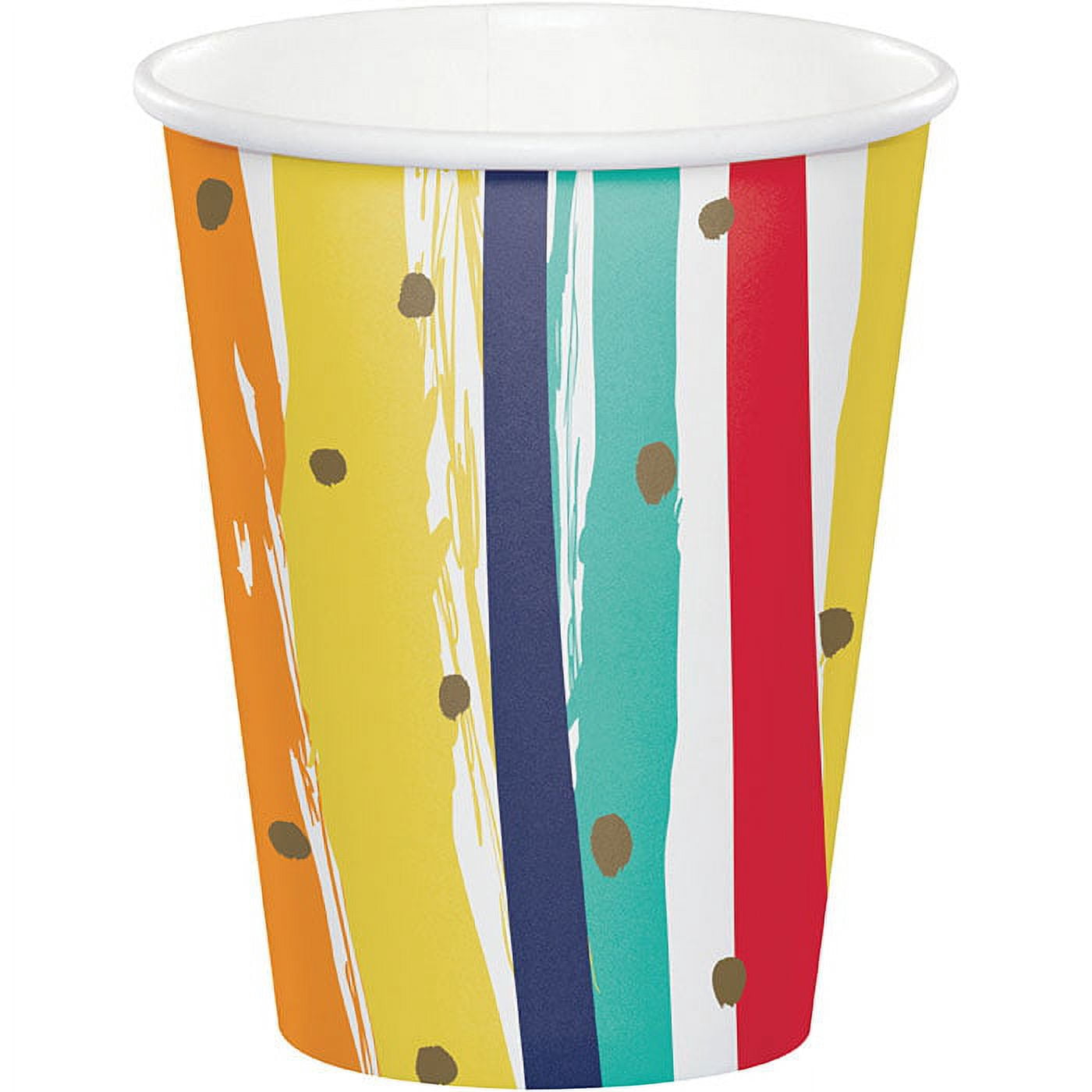 96 Count Bulk Pack Birthday Stripes Paper Cups - Walmart.com