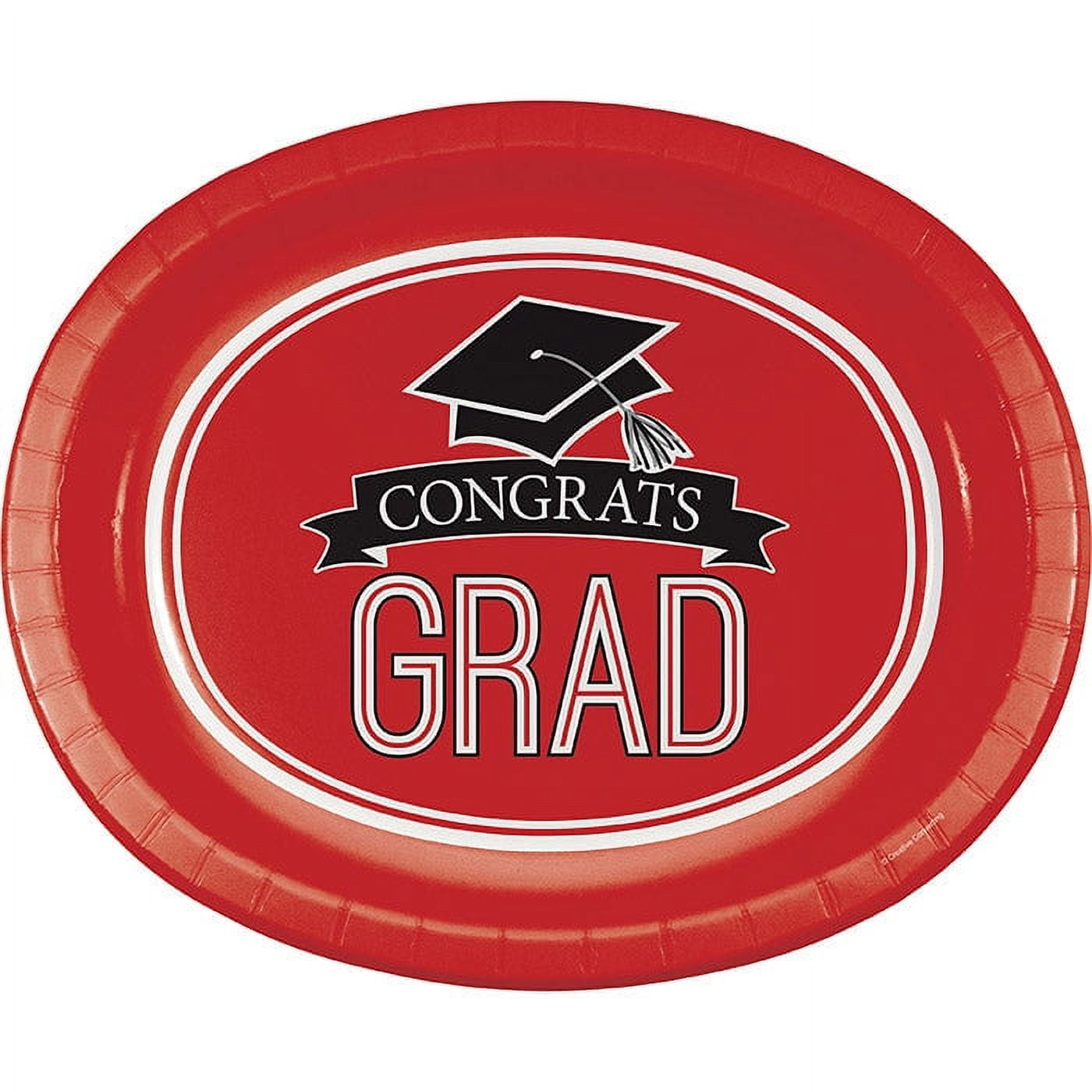 96 Count Bulk Pack Graduation School Spirit Red Oval Plates - Walmart.com