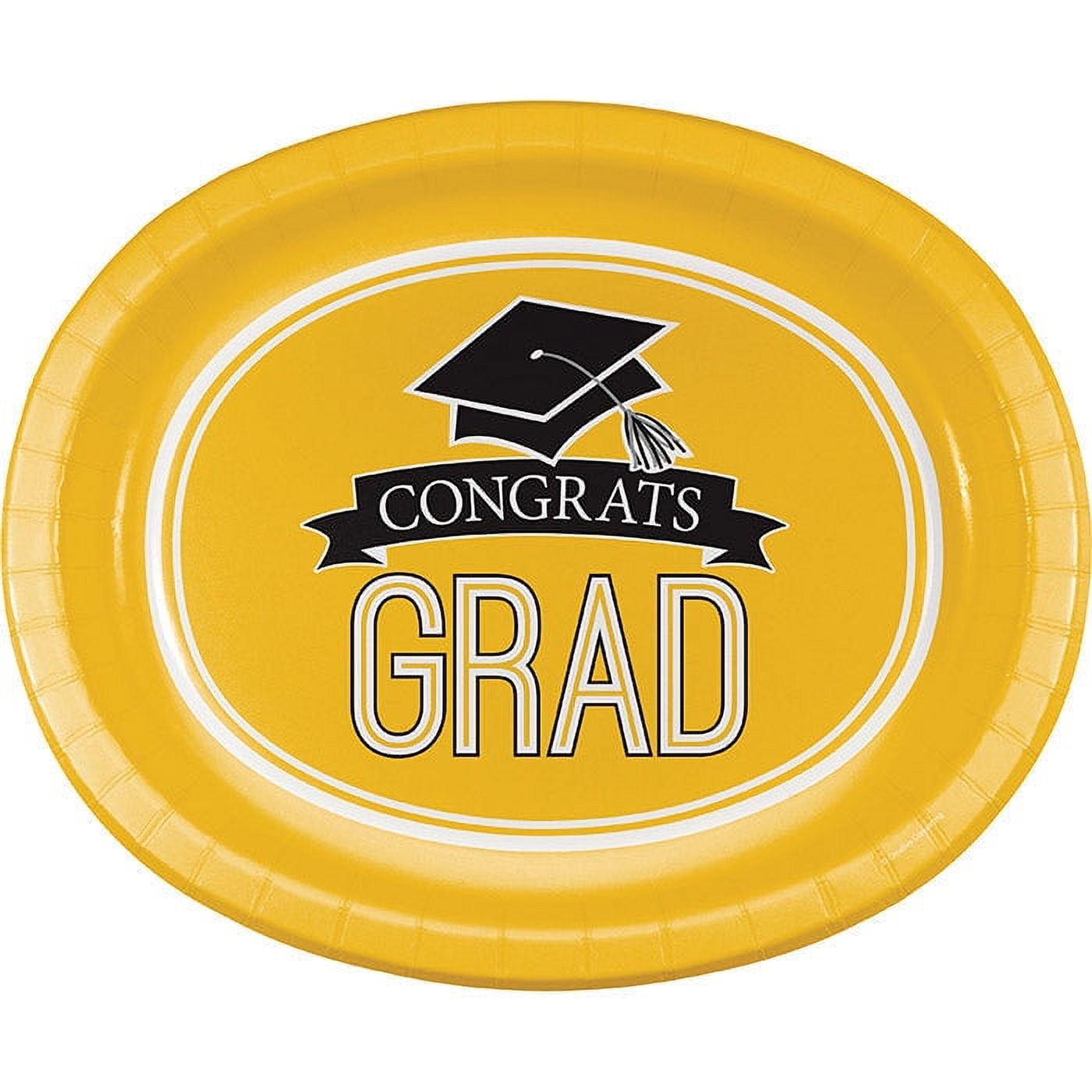 96 Count Bulk Pack Graduation School Spirit Yellow Oval Plates ...
