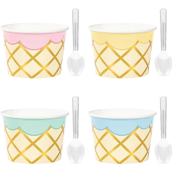 96 Count Bulk Pack Ice Cream Party Treat Cups with Spoons - Walmart.com