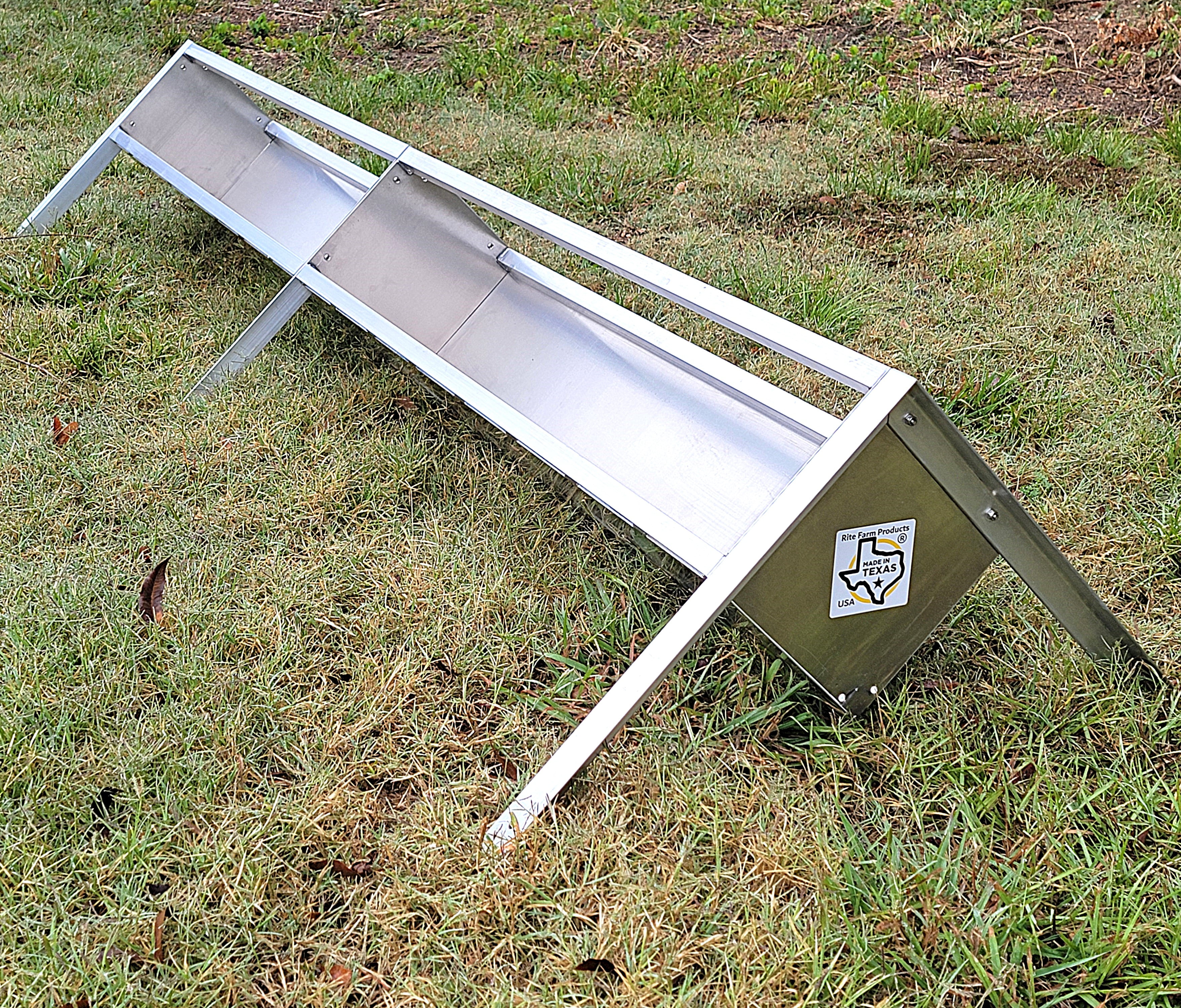 96 Inch 8 Ft Welded Aluminum Sheep & Goat V Trough Feeder with Anchors ...