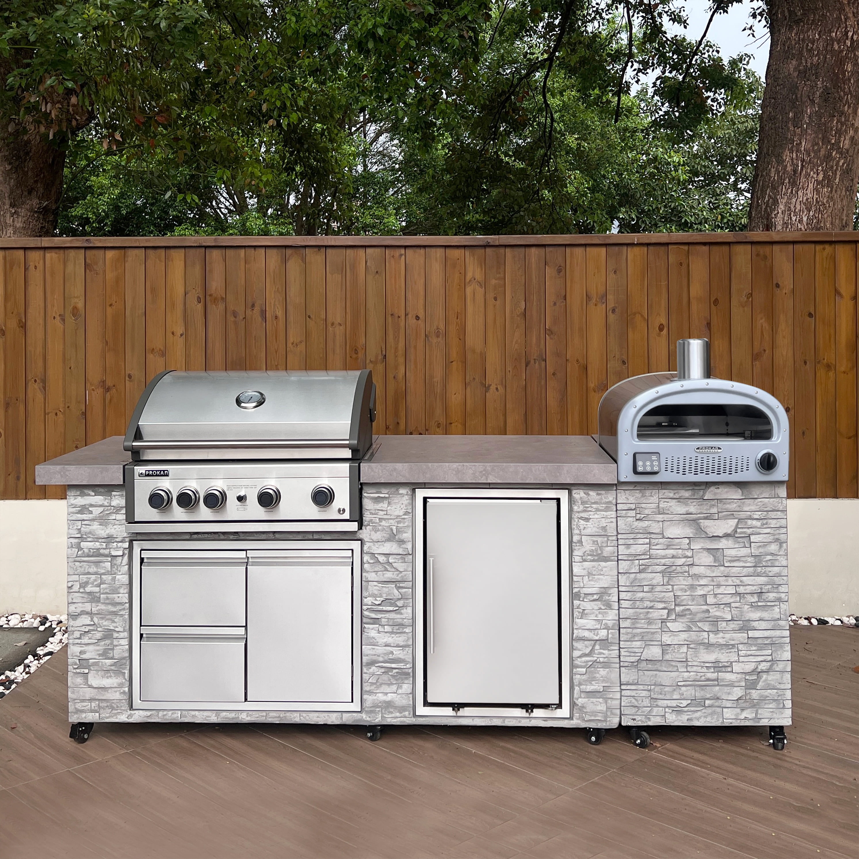 96 Inch European Ledge 5b Island Grill With Fridge And Outdoor Oven ...