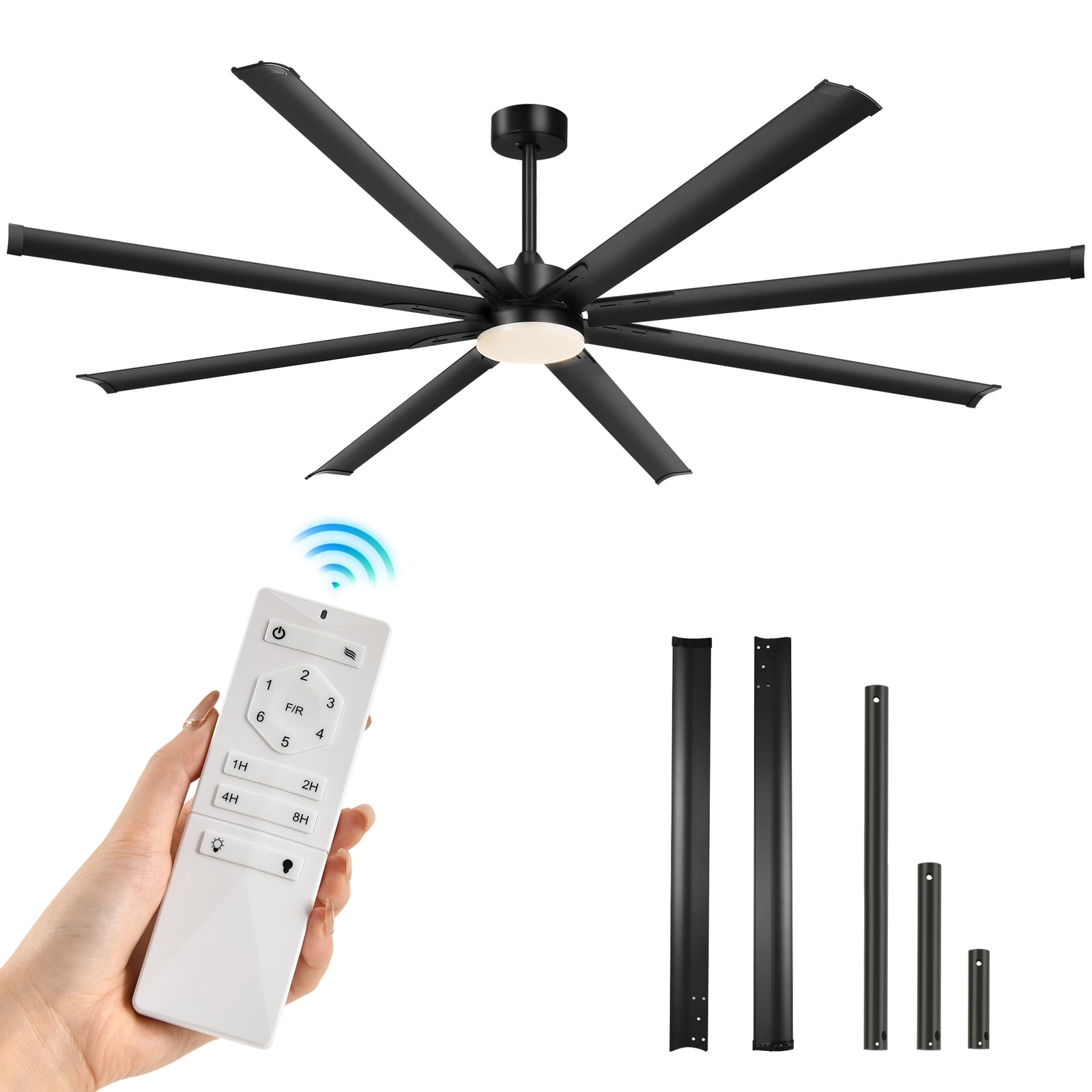96 Inch Industrial Ceiling Fan with Light&Remote Control Commercial ...