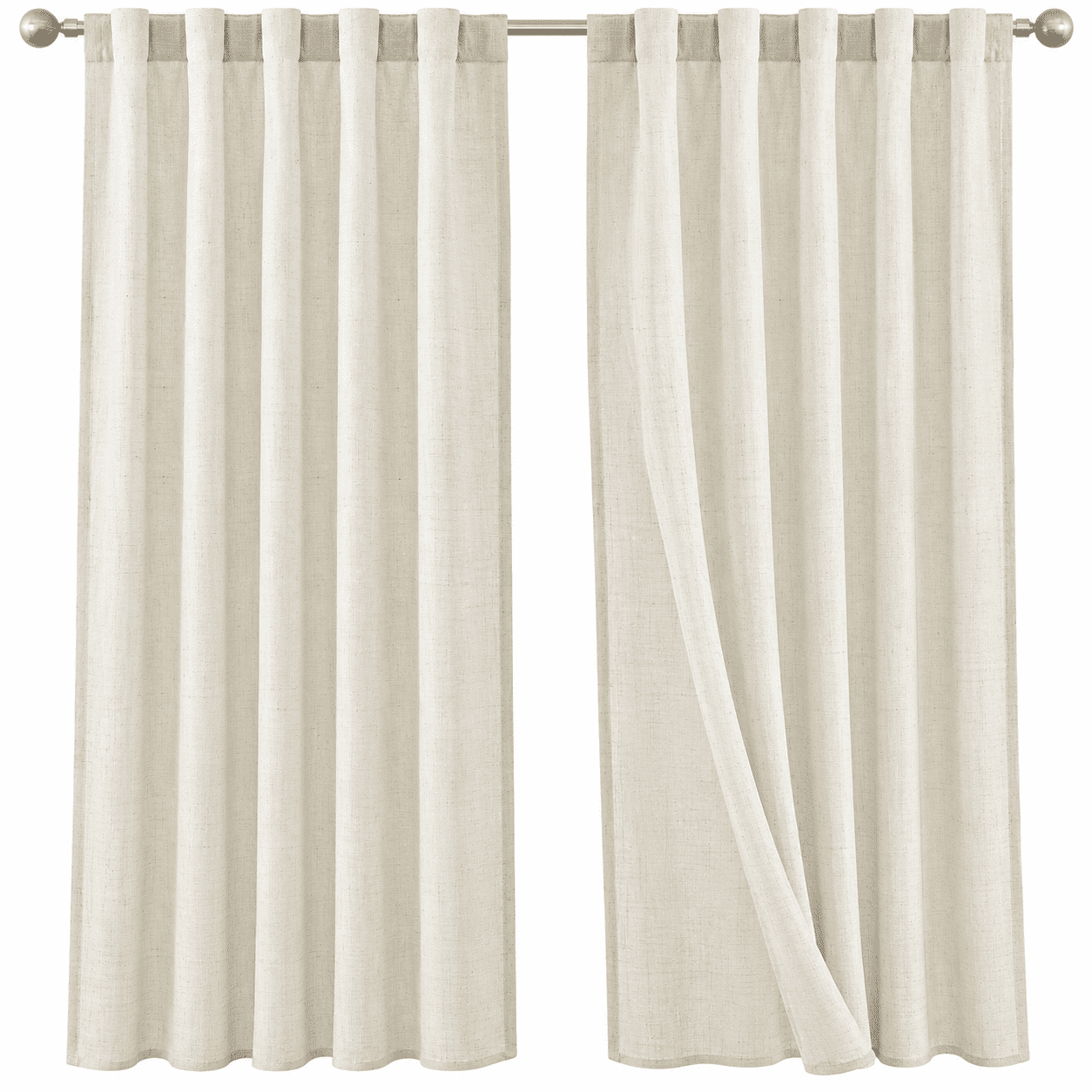 96 Inch Linen Curtains for Living Room and Bedroom, 52 x 96 Inch Light ...