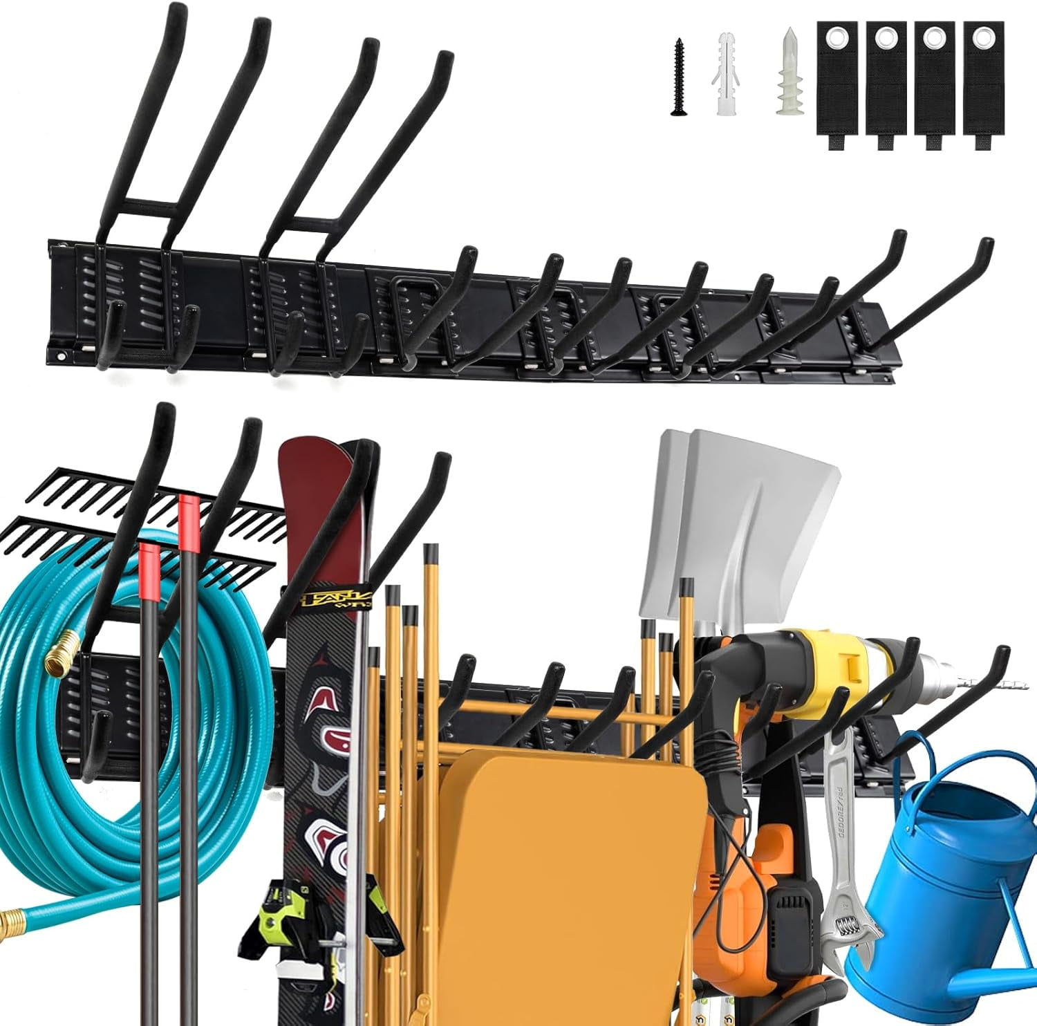 96 Inch Wall Mount Garden Tool Organizer, Garage Storage, Adjustable ...