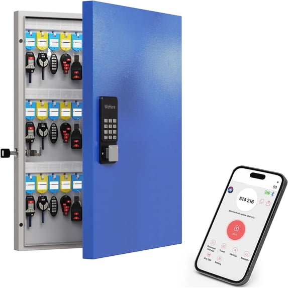 96 Key Lock Box Wall Mount APP Bluetooth/OTP/Wi-Fi Remote/Fixed Code ...