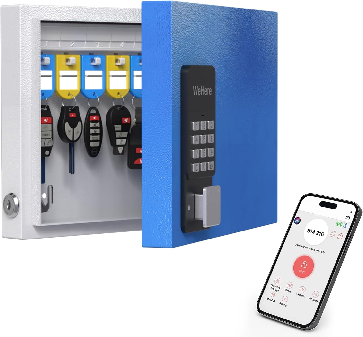 96 Key Lock Box Wall Mount APP Bluetooth/OTP/Wi-Fi Remote/Fixed Code ...