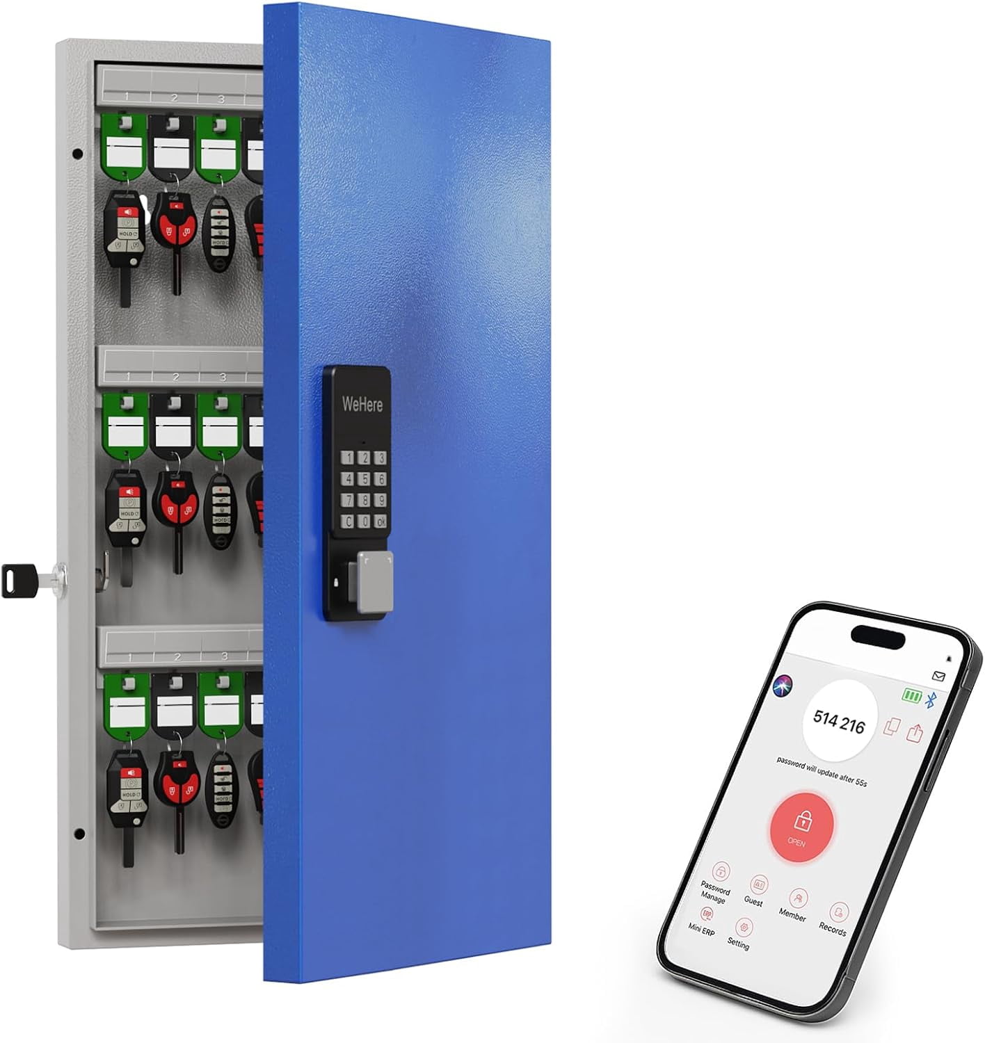 96 Key Lock Box Wall Mount APP Bluetooth/OTP/Wi-Fi Remote/Fixed Code ...
