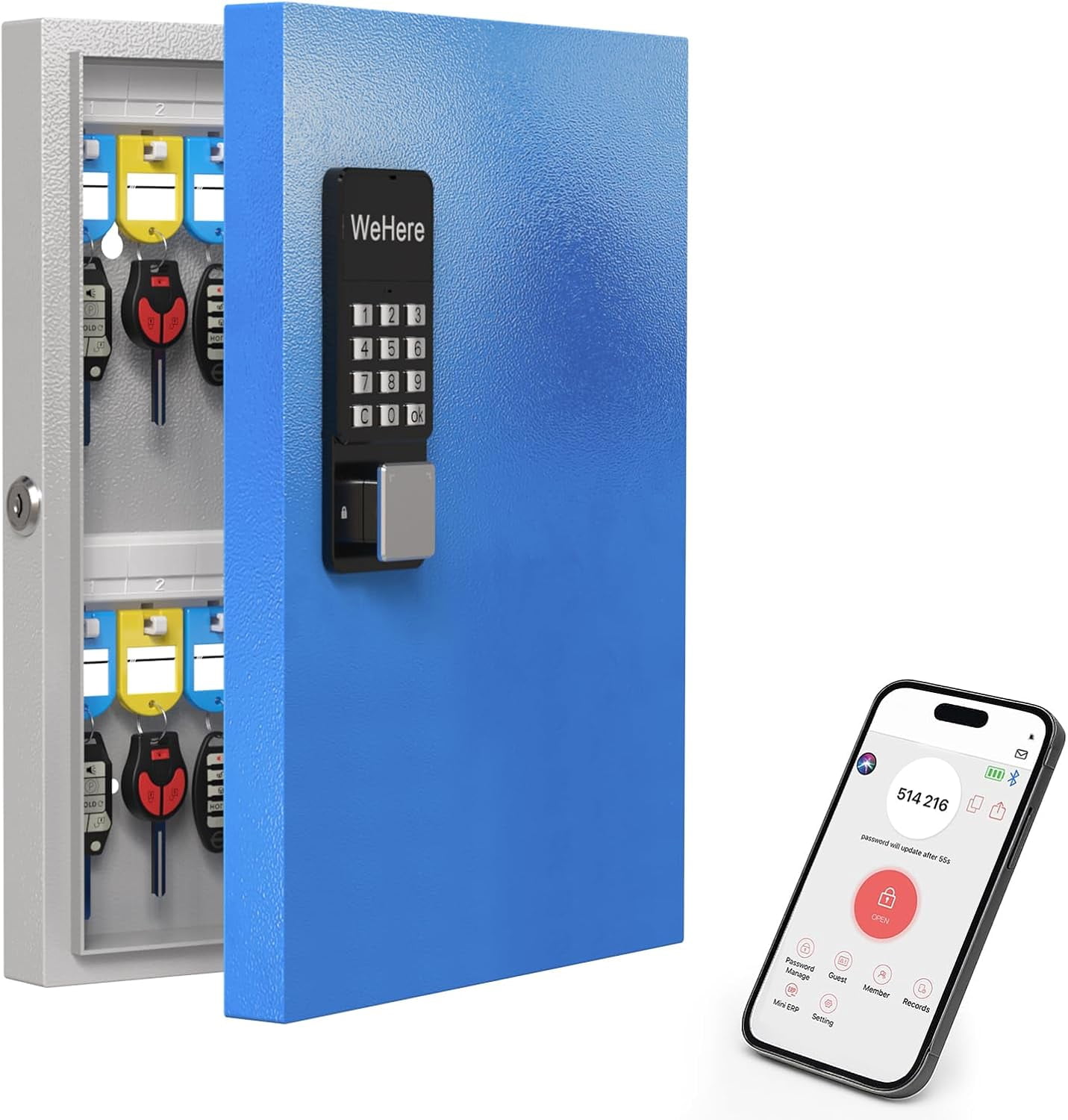 96 Key Lock Box Wall Mount APP Bluetooth/OTP/Wi-Fi Remote/Fixed Code ...