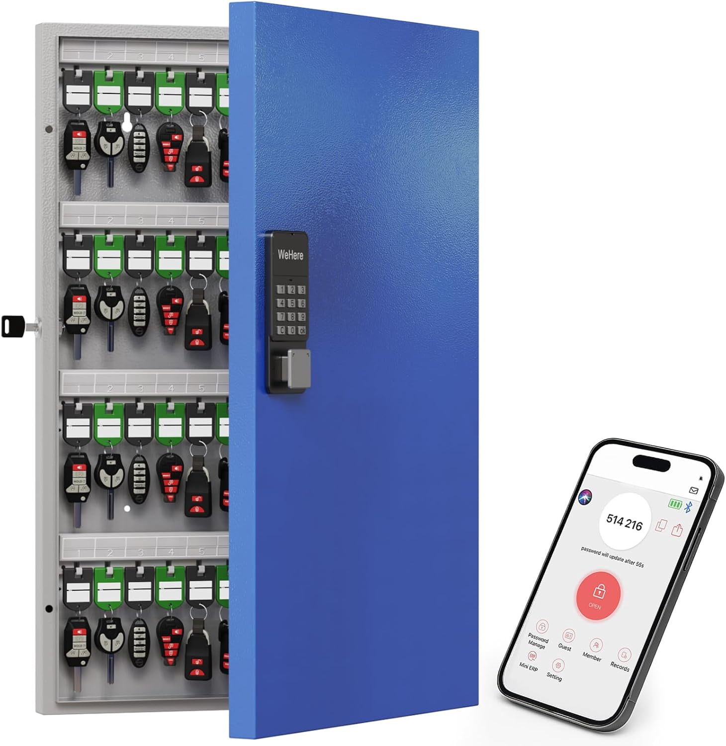 96 Key Lock Box Wall Mount APP Bluetooth/OTP/Wi-Fi Remote/Fixed Code ...
