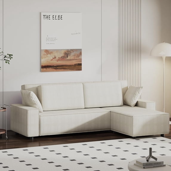 96" L-Shaped Boneless Couch, Modular Sectional Sofa with Side Chaise ...