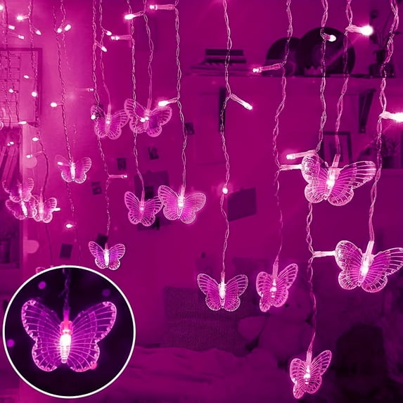 96 LED Butterfly String Lights – 3.5m USB Fairy Lights With Remote, 8 ...