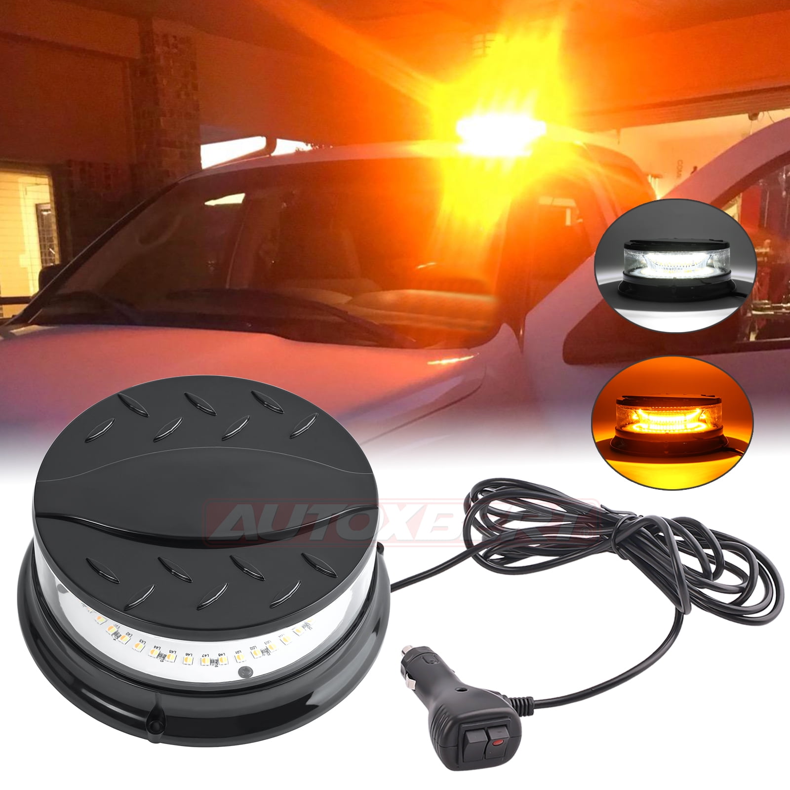 AUTOXBERT 96 LED Strobe Light Bar w/ Magnetic Base Rooftop Safety ...