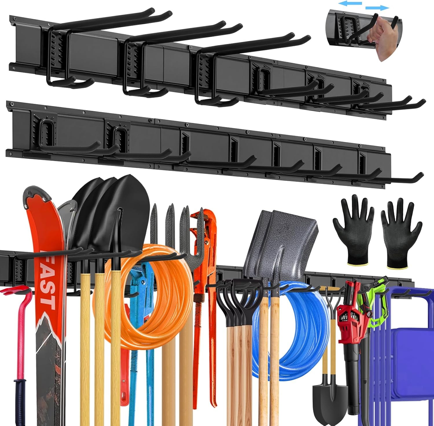 96'' -Metal Garage Tool Organizer Wall Mount - Heavy-Duty Tool Rack ...