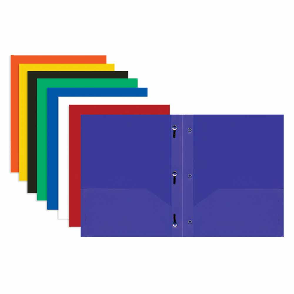 96 PC Lot Heavy Duty Poly Folders with Pockets 3 Prongs School Binder ...