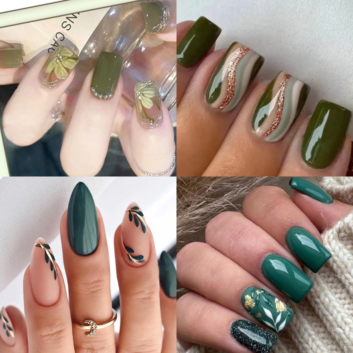 96 PCS Press On Nails Black Glitter Design, INS Style French Nails with ...