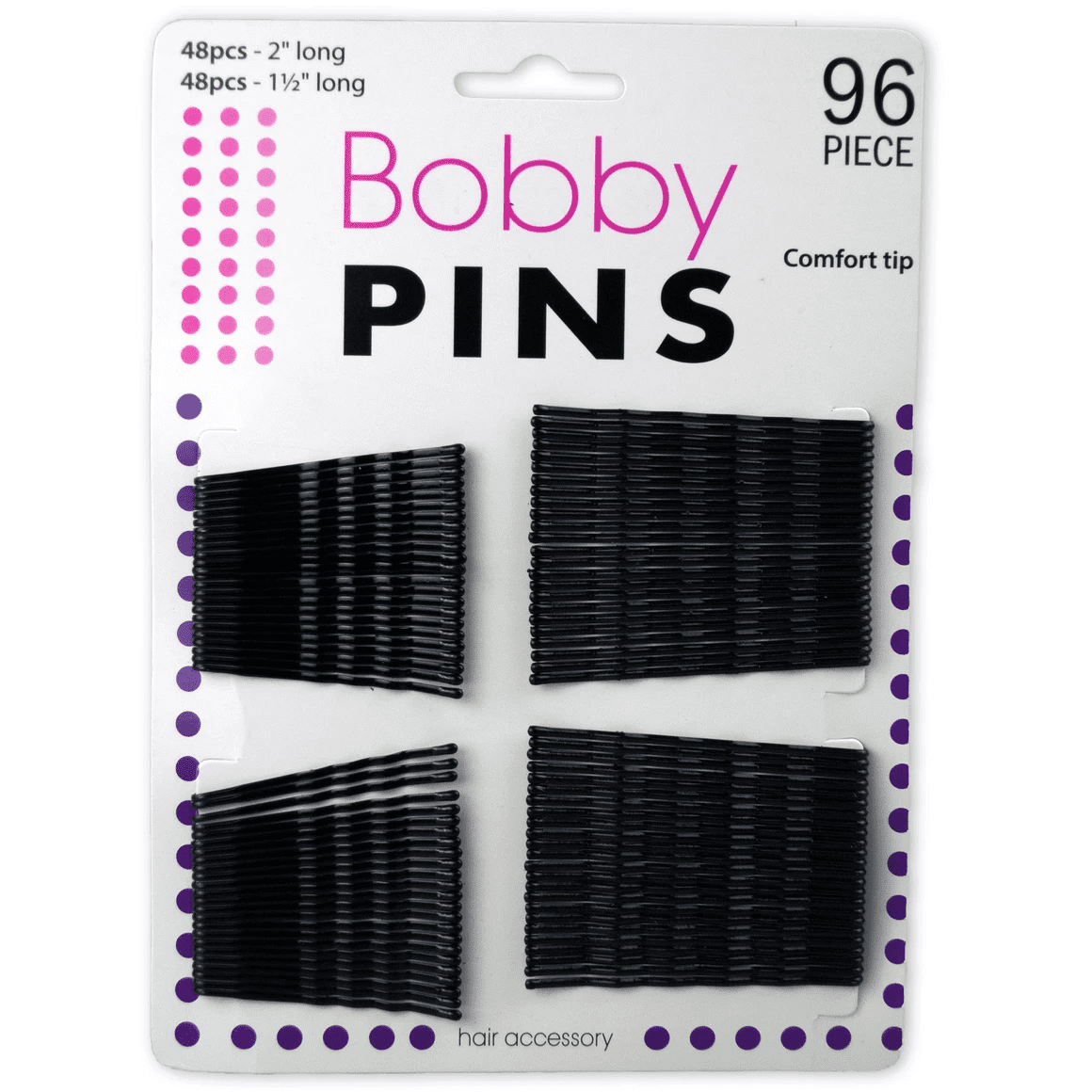 96 Pack Bobby Pins with 2 Assorted Sizes Large 2 in and Small 1.5 in ...