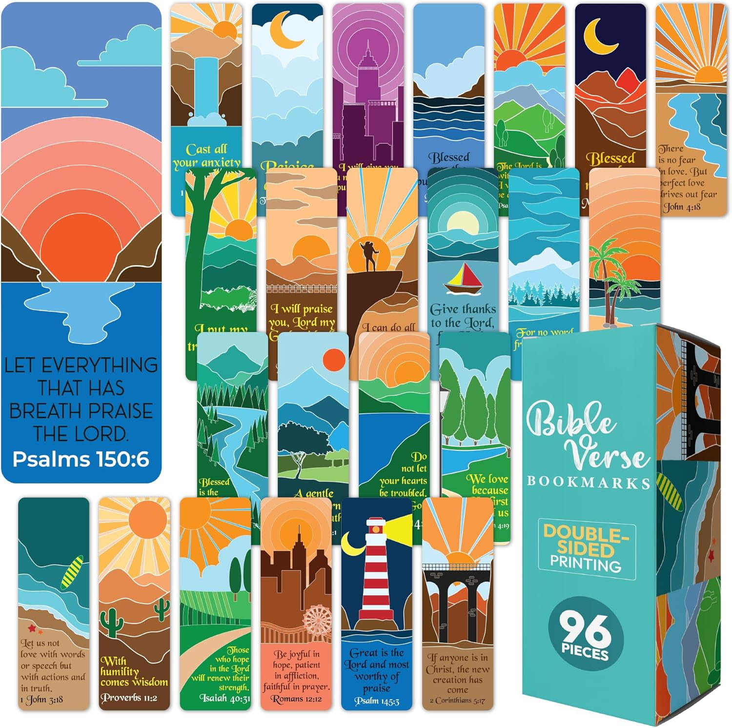 96 Pack Christian Bookmarks with Inspirational Bible Verses, Unique ...