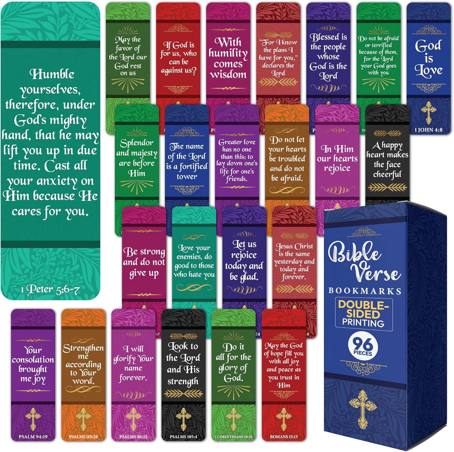 96 Pack Christian Bookmarks With Inspirational Verses, Unique Vibrant ...