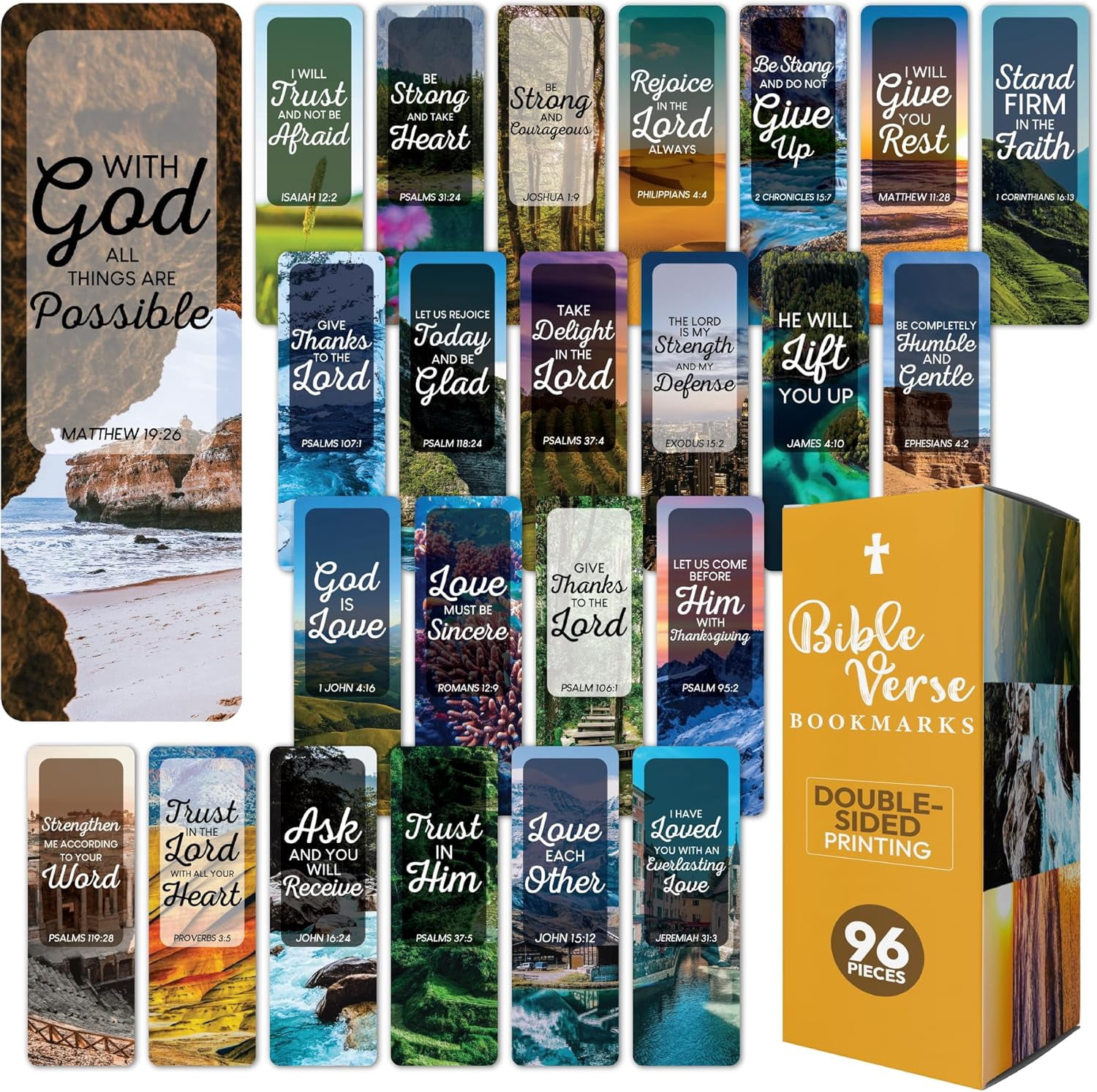 96 Pack Christian Bookmarks With Inspirational Verses, Unique, Vibrant ...