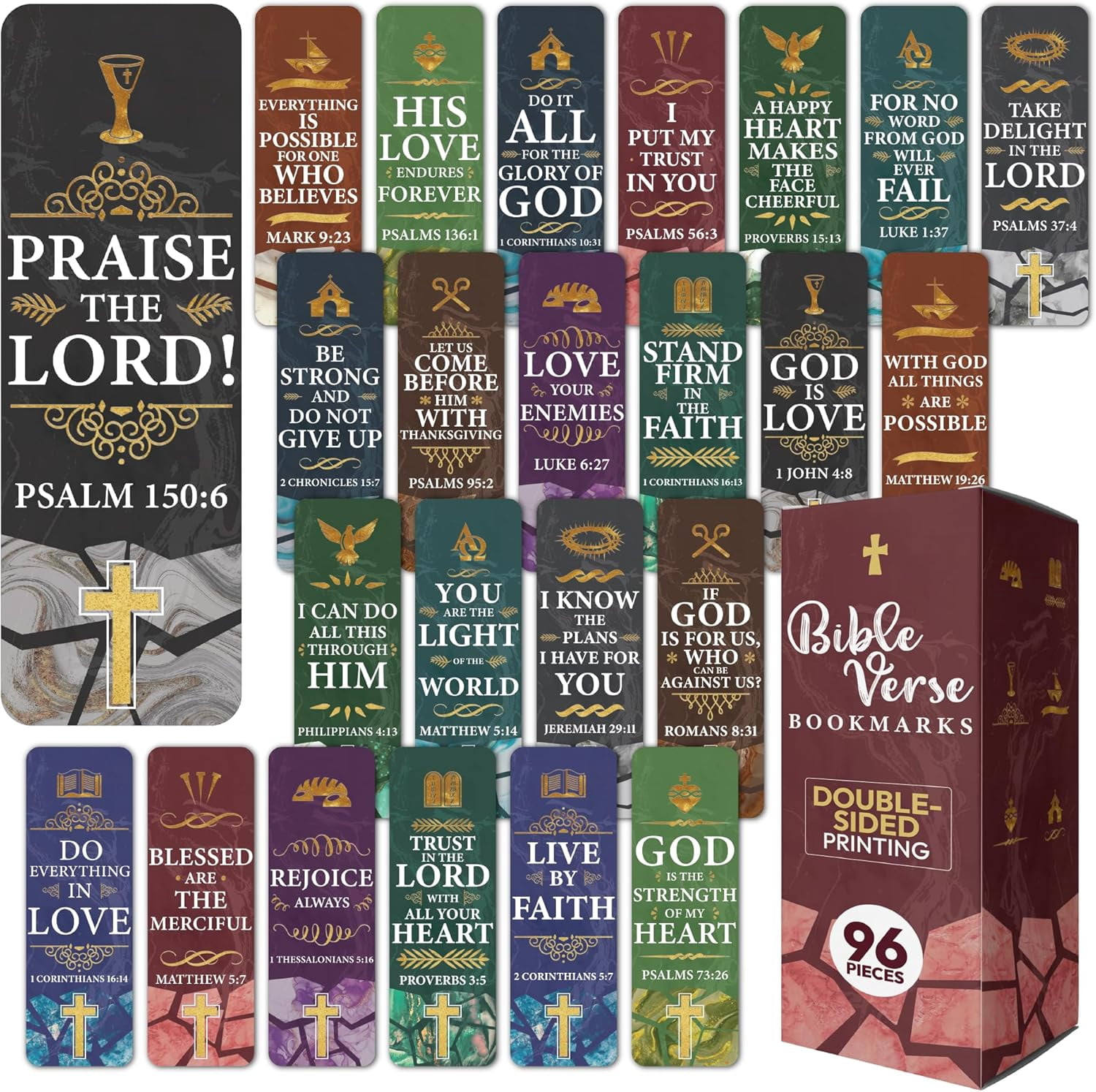 96 Pack Christian Bookmarks with Inspirational Bible Verses, Unique ...