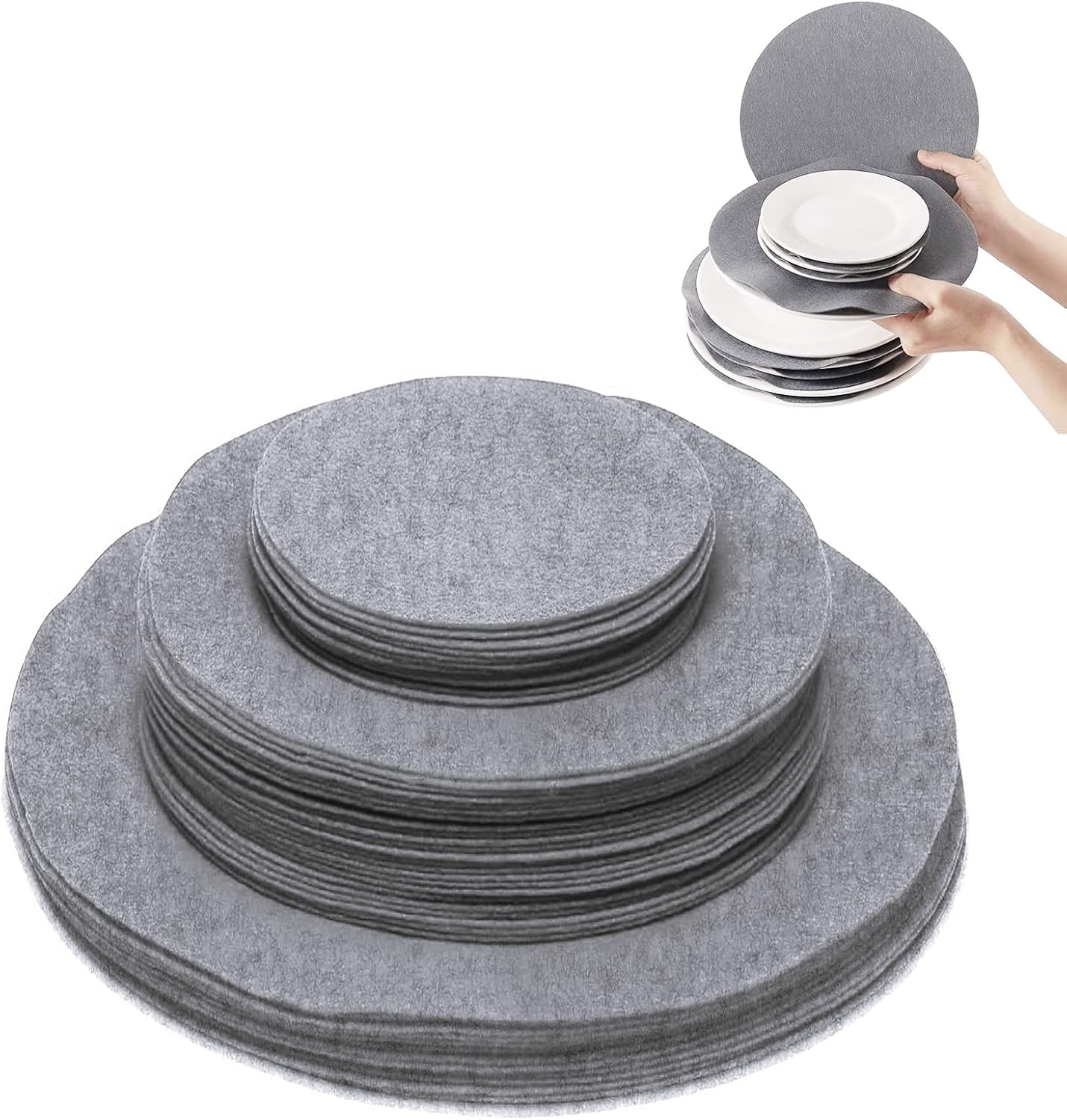 96 Pack Felt Plate Dividers Protectors, Thick Felt Round Plate ...