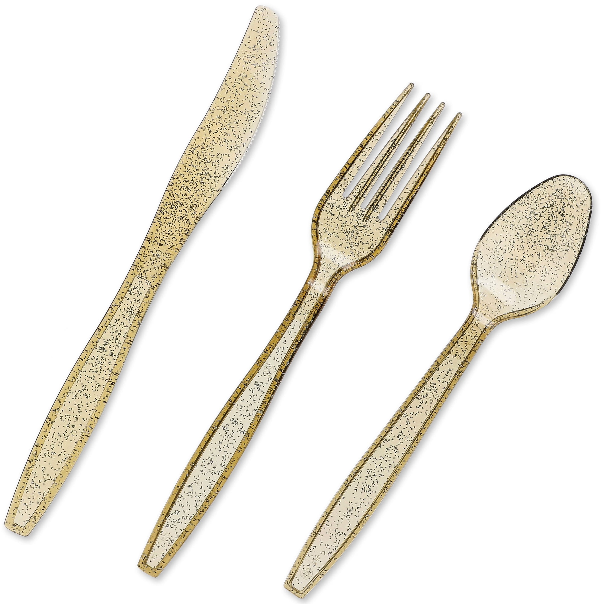 Juvale Gold Glitter Plastic Silverware Set for Weddings Party Supplies ...