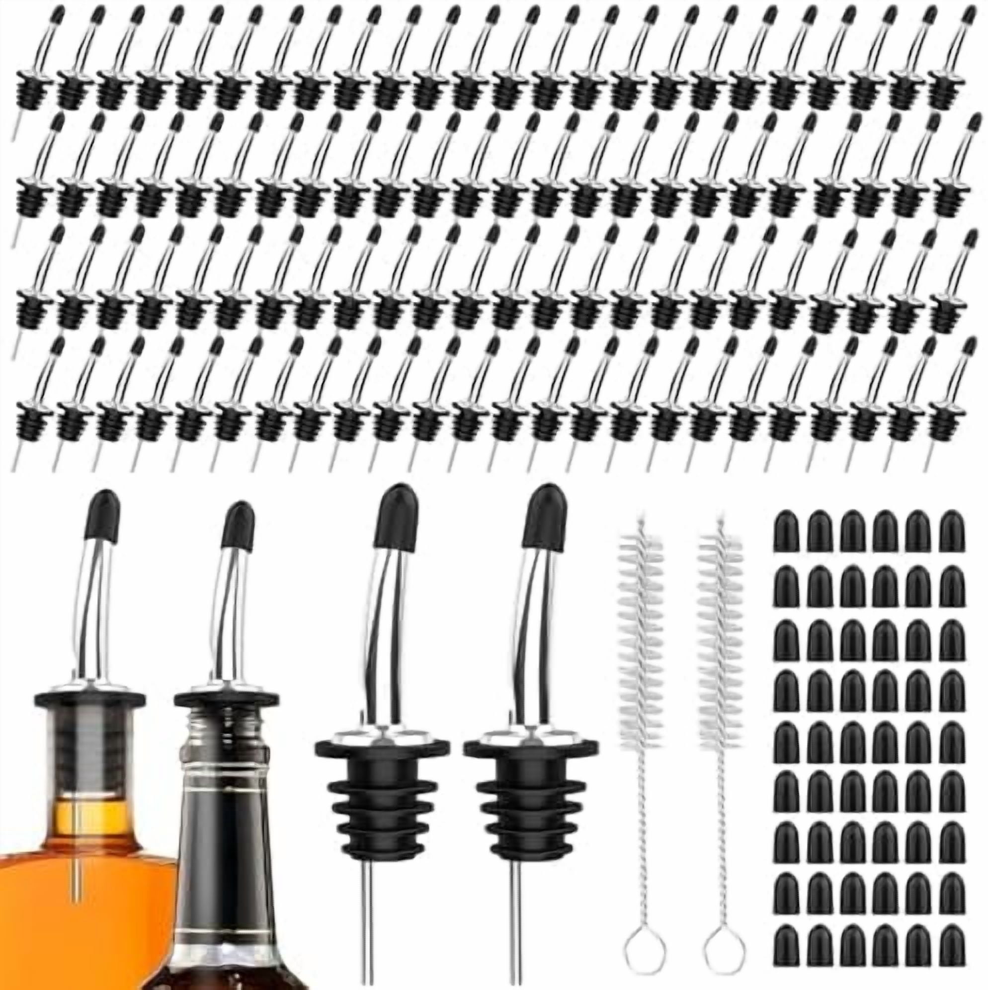 96-Pack Stainless Steel Pour Spouts for Liquor Bottles Oil Vinegar and ...