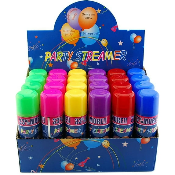 96 Pack of Party Streamer Spray String in a Can Children's Kid's Party ...