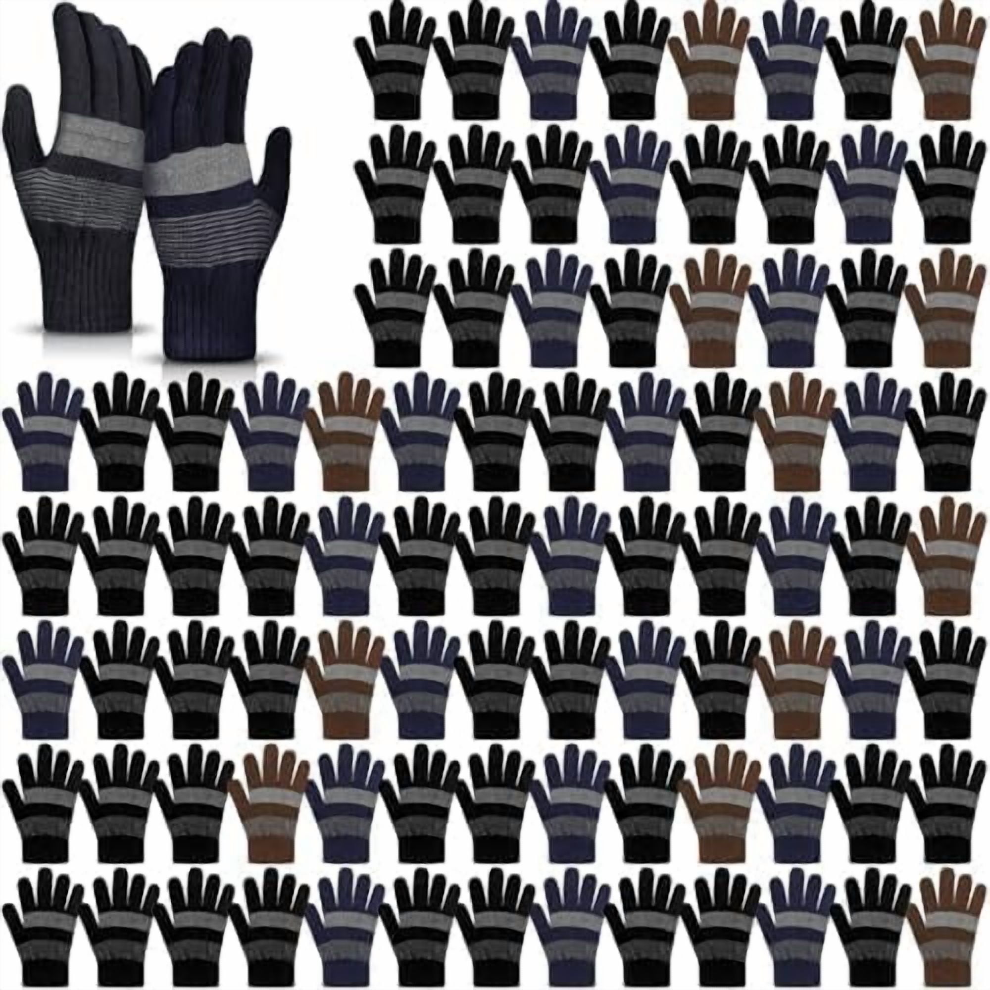 96 Pair Winter Magic Gloves Bulk Stretchy Warm Gloves Full Fingers Knit ...