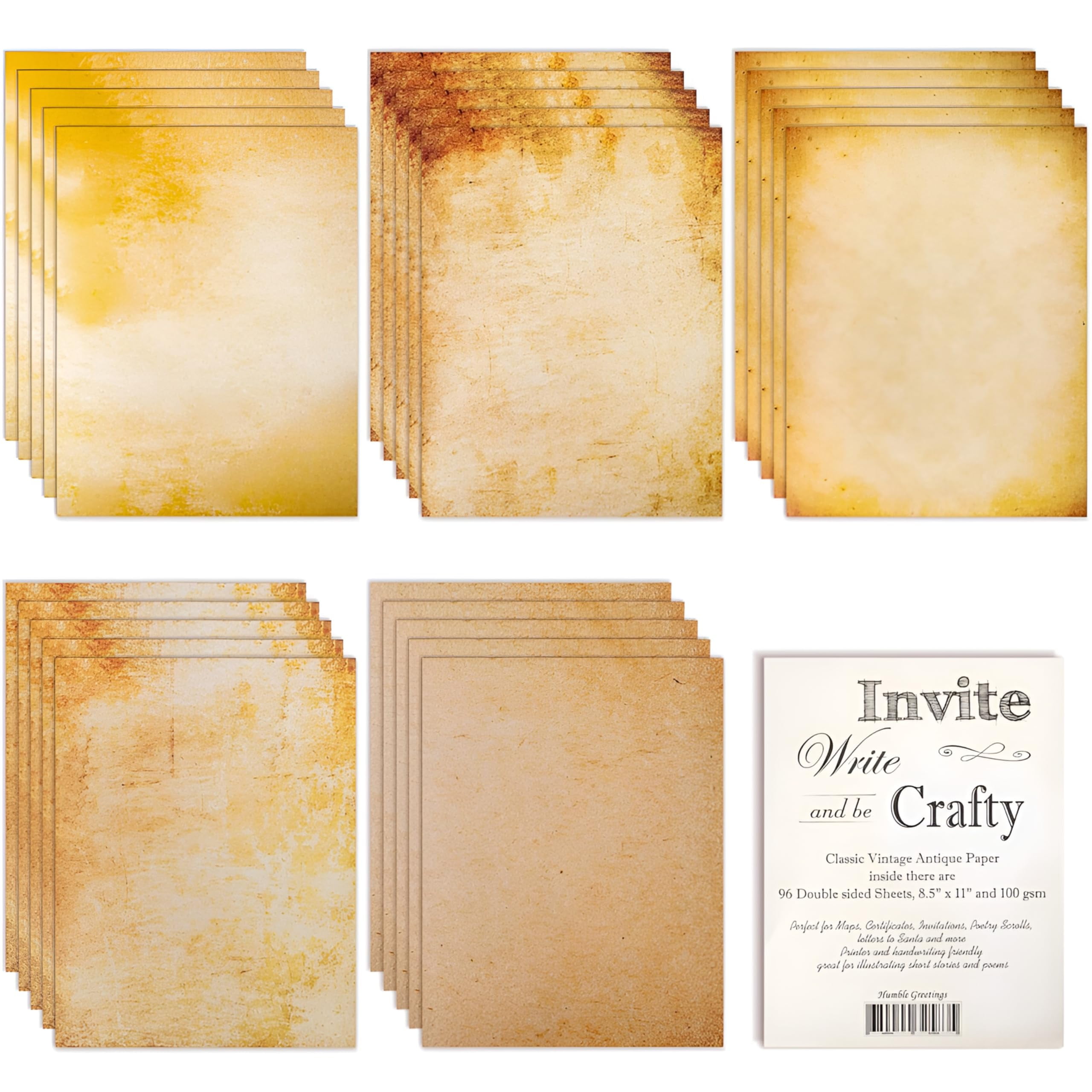 96 Parchment Stationary Paper Sheets - Old Fashion Aged Classic Vintage ...