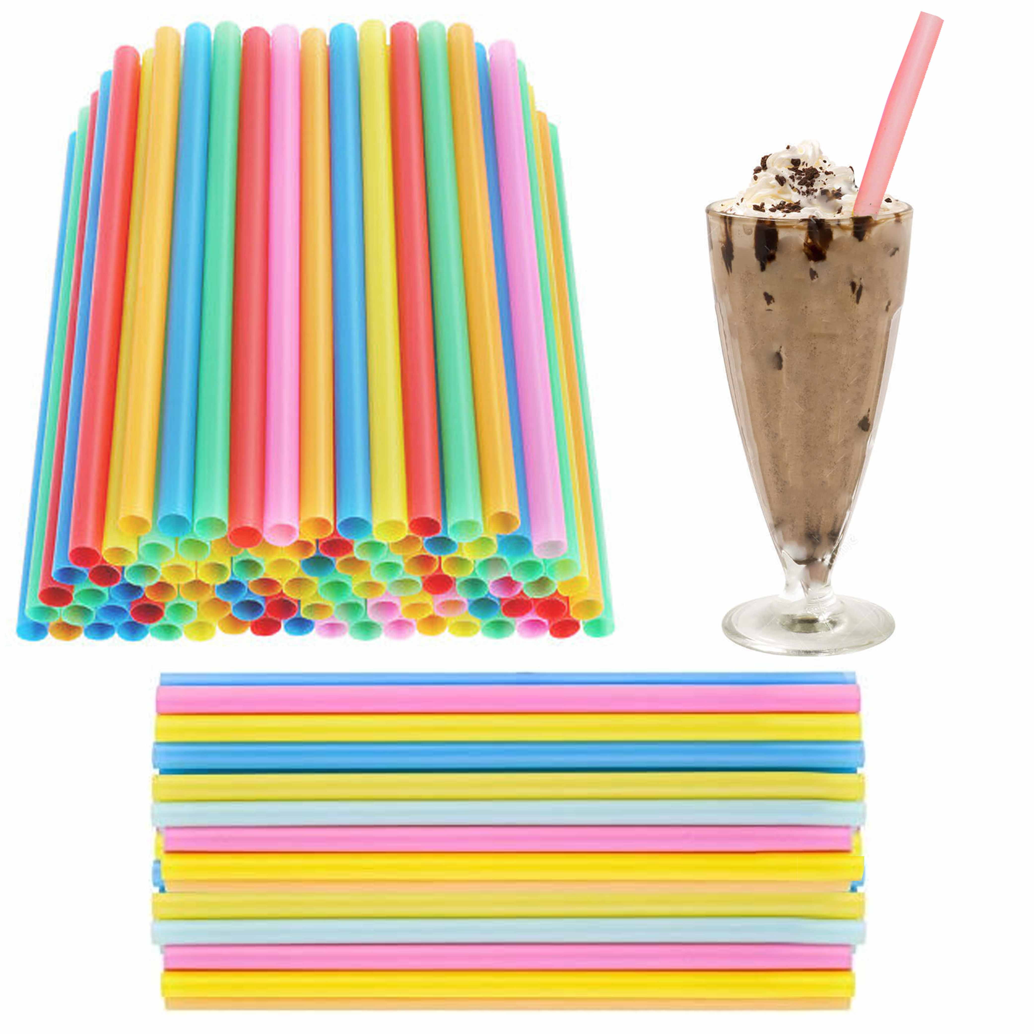 96 Pc Neon Straws Large Thick Milkshake Jumbo Smoothie Drinking Party ...