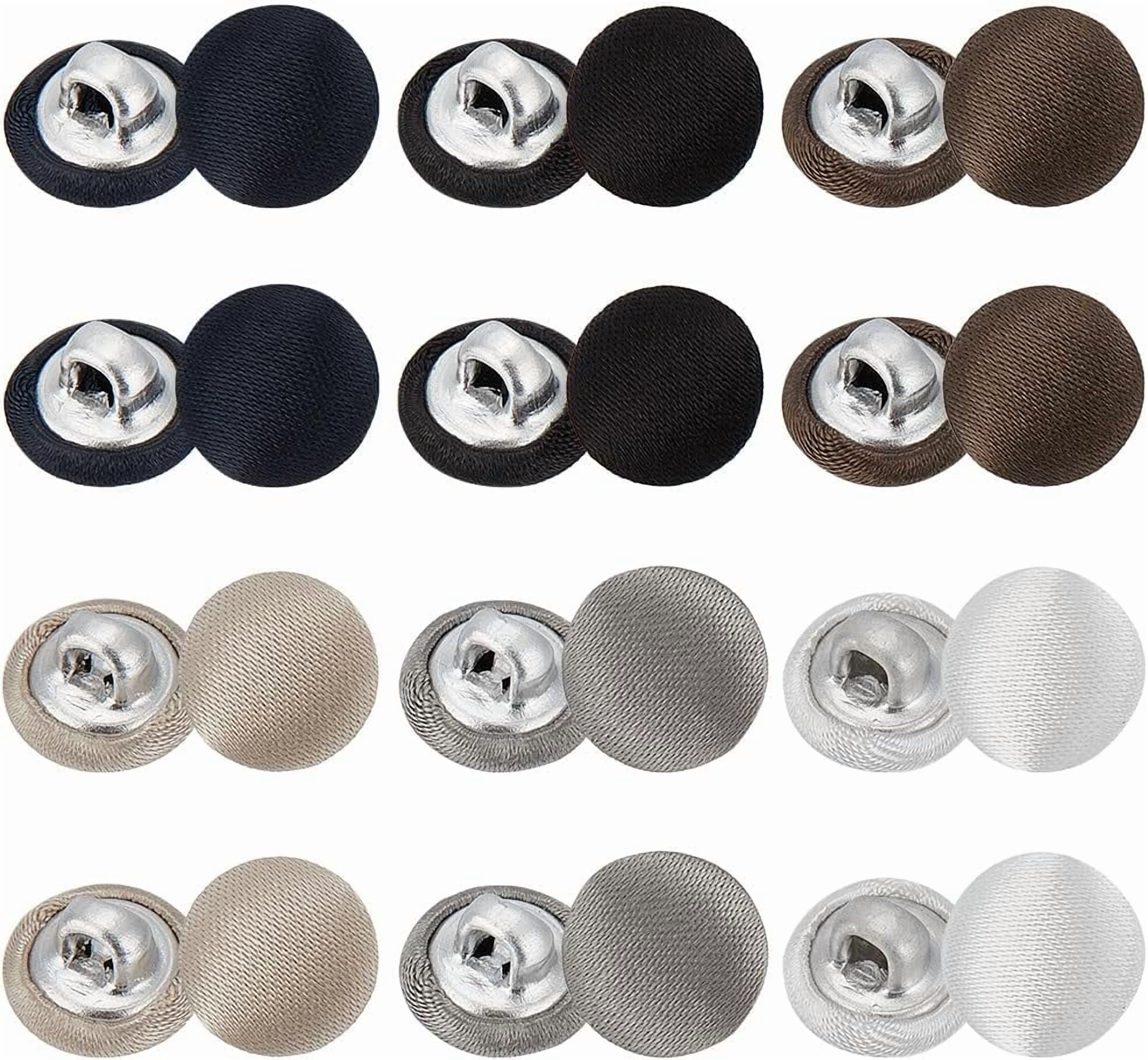 96 Pcs 6 Colors Satin Covered Metal Shank Buttons 10mm/0.39 Inch Satin ...