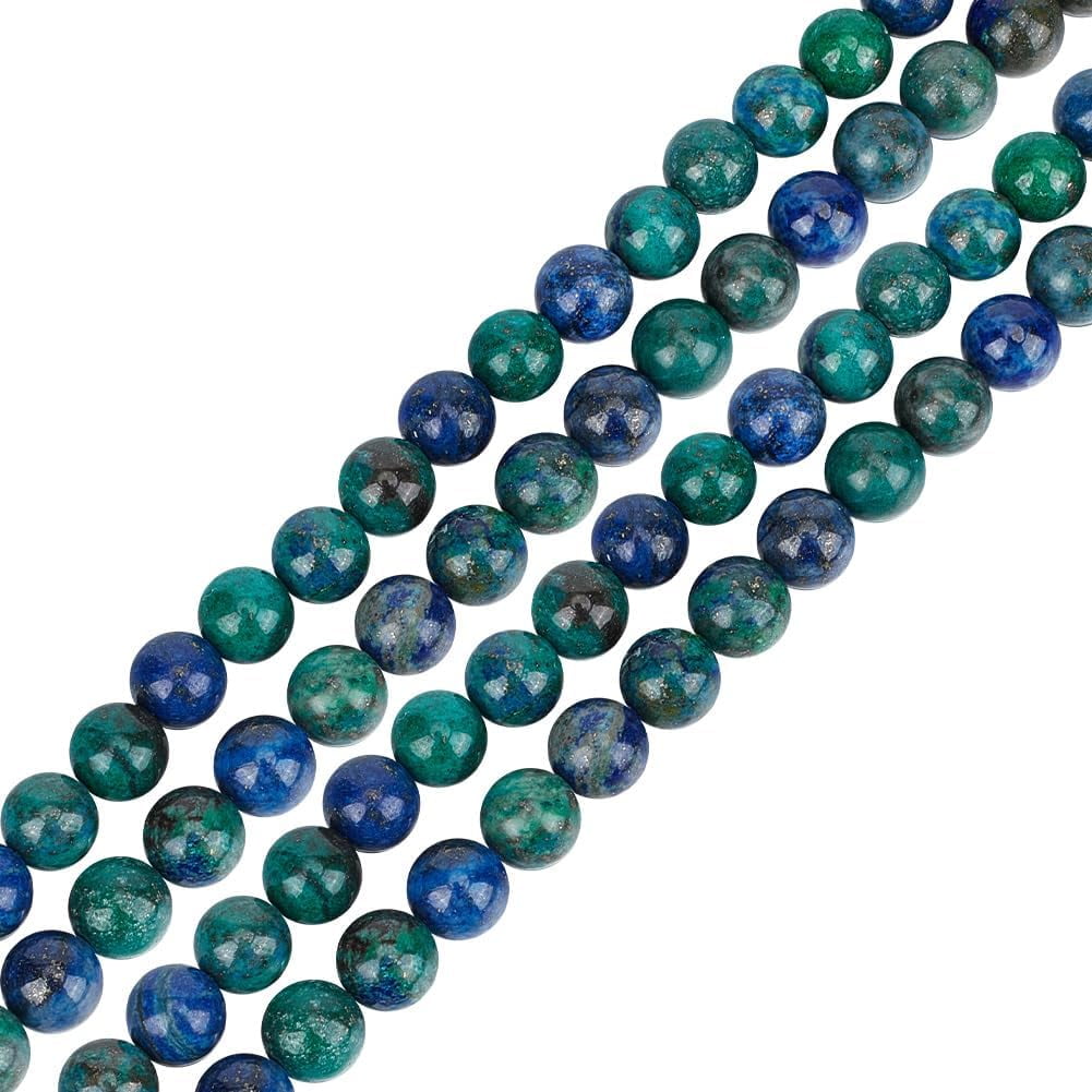 96 Pcs 8mm Natural Chrysocolla Stone Beads with Lapis Lazuli Beads ...